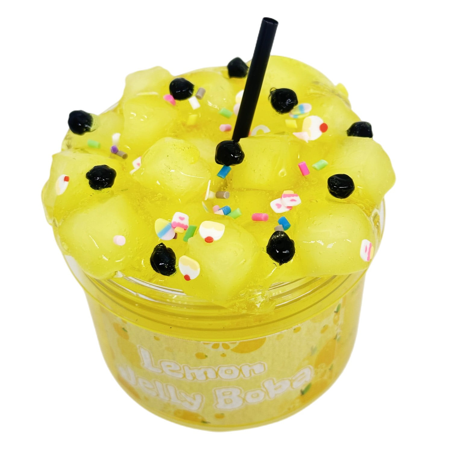 Lemon Jelly Boba Slime Toy - Realistic Bubble Tea Stress Relief Toy ...