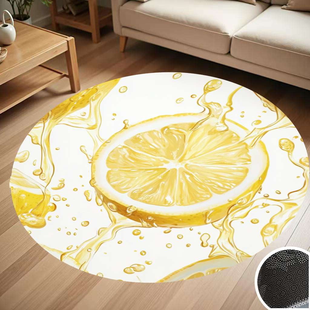 Lemon Juice Splash Pattern Round Carpet Living Room Bedroom Home ...