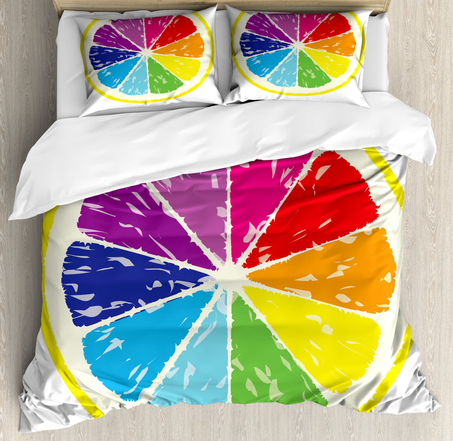 Lemon King Size Duvet Cover Set, Cross Sectional View of Partioned ...