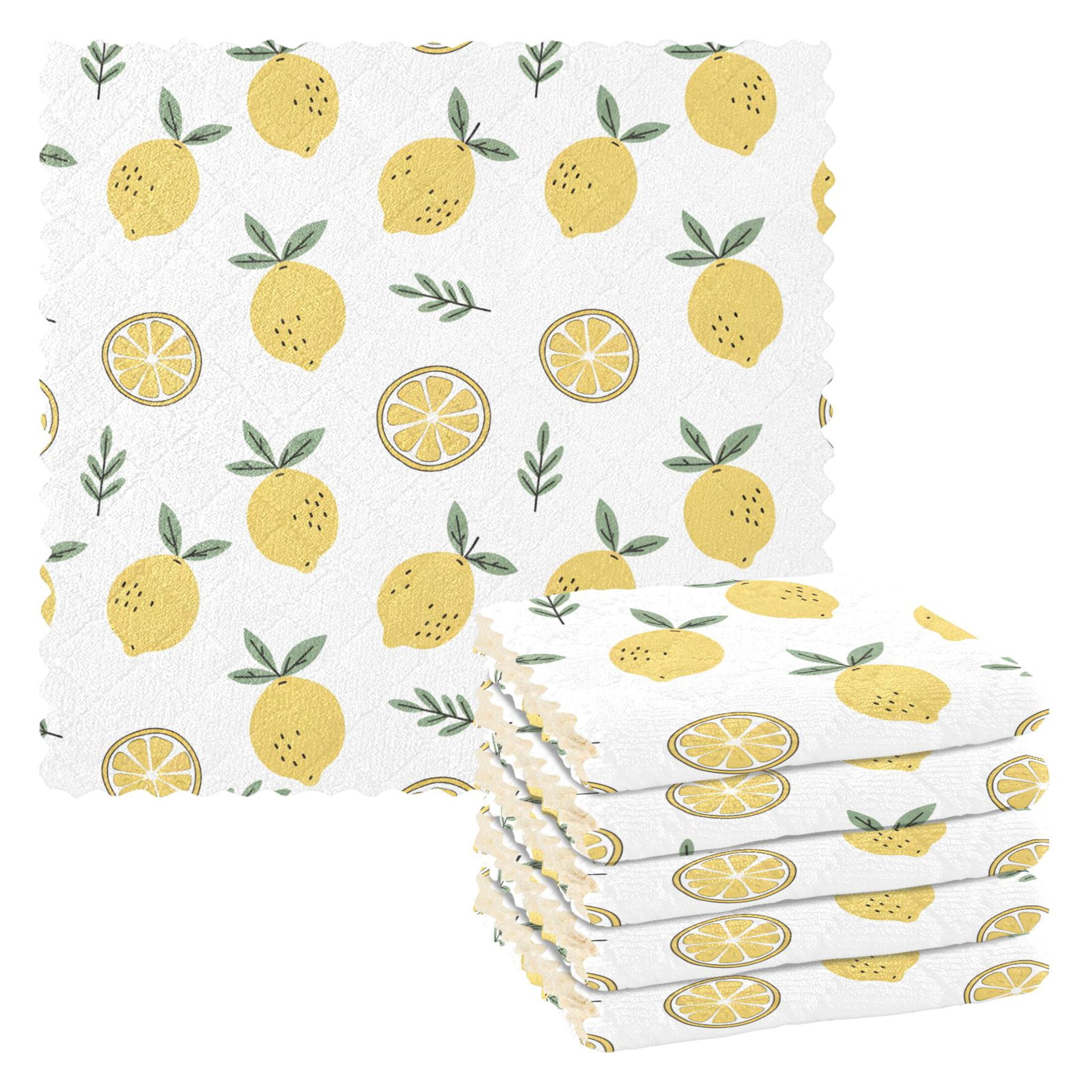 Lemon Kitchen Cloth Dish Towels for Drying Washing Absorbent Dish Rags ...
