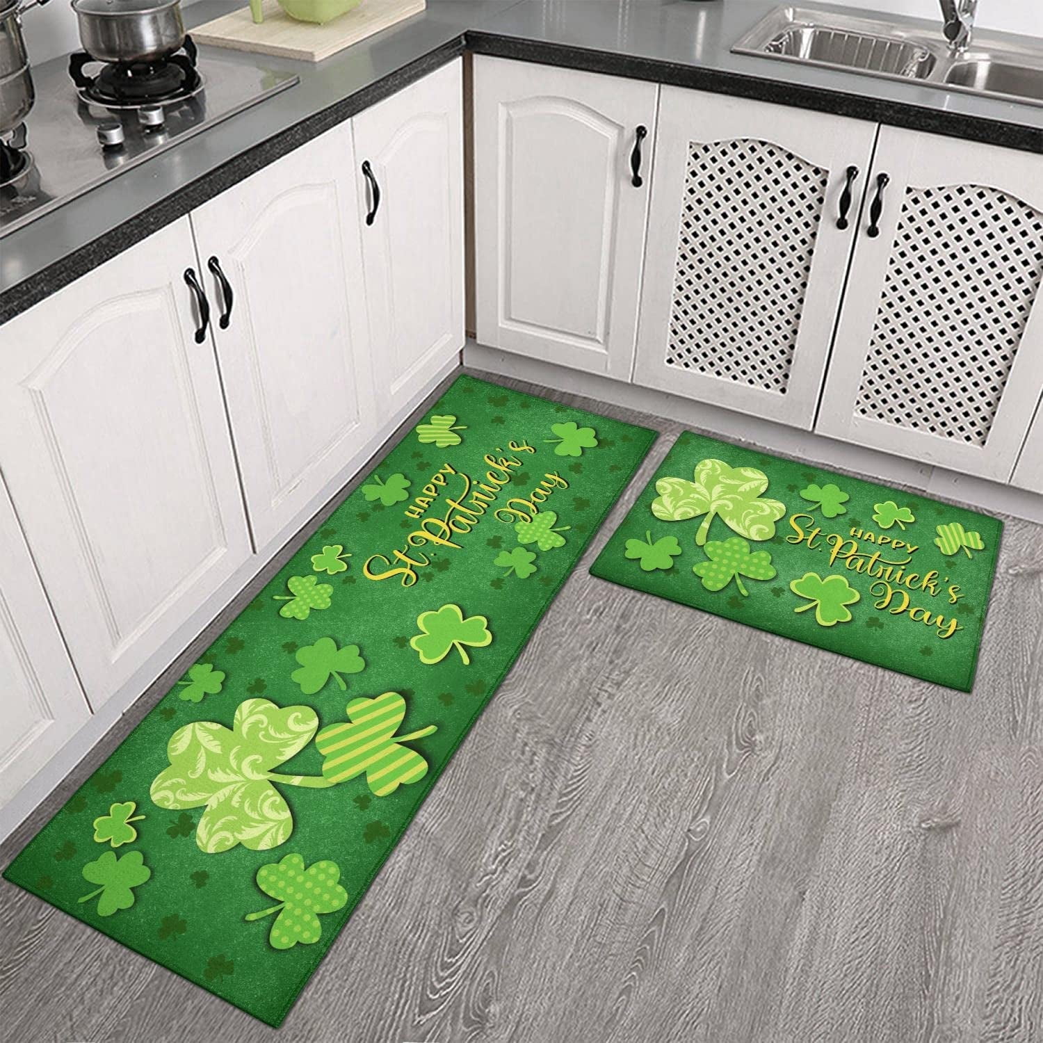 Lemon Kitchen Mat Set of 2 Non-Slip Washable Kitchen Rug Runner Rubber ...