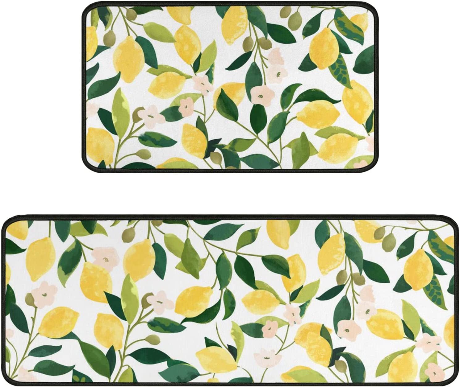 Lemon Kitchen Rugs and Mats Set of 2,Spring Summer Kitchen Decoration ...