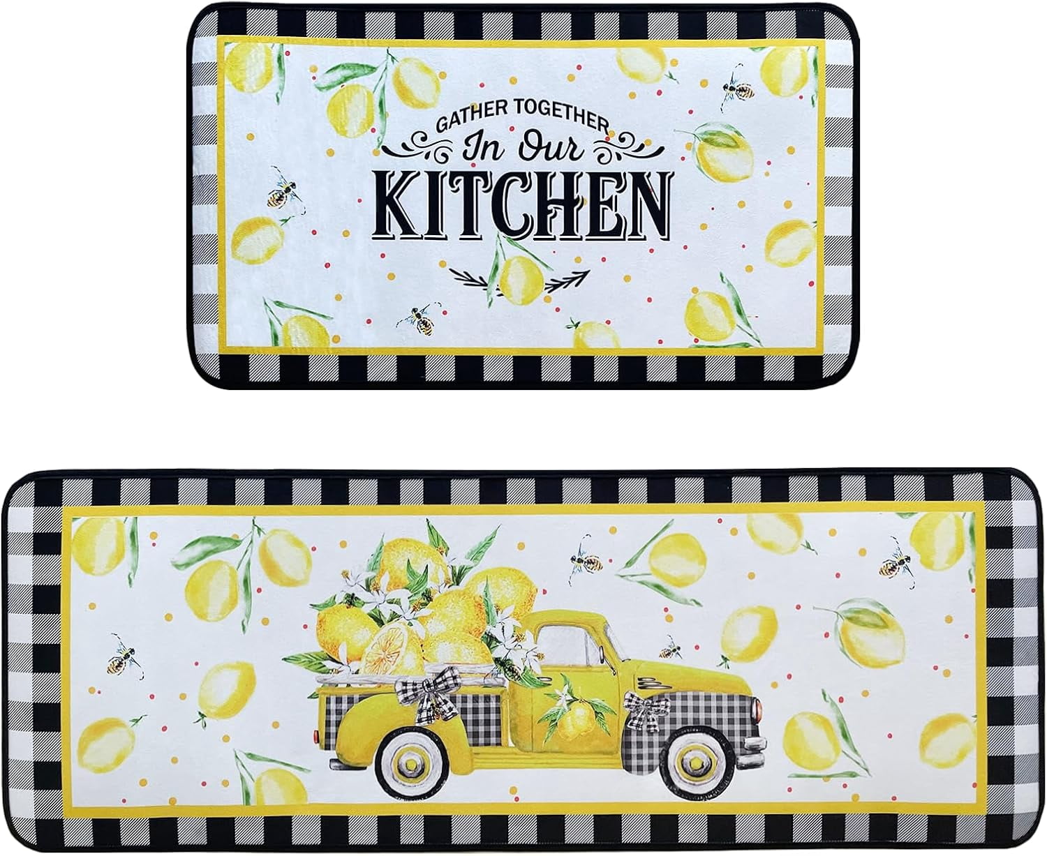 Lemon Kitchen Rugs,Non Skid Washable mats for Kitchen Floor, Lemon ...