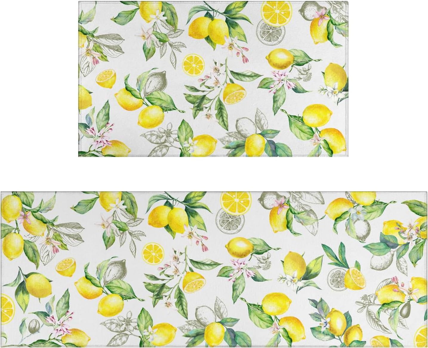 Lemon Kitchen Rugs Set of 2, Farmhouse Lemon Kitchen Rugs and Mats Non ...