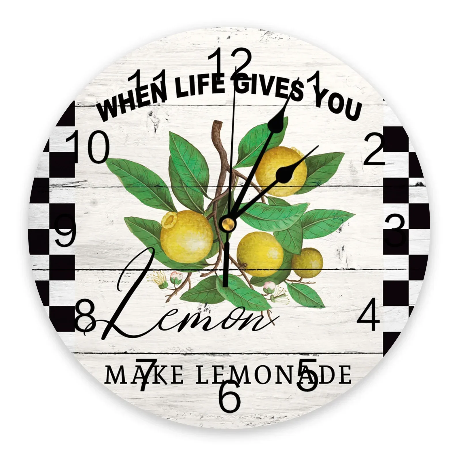 Lemon Lattice Wood Grain Retro Wall Clock For Modern Home Decoration ...