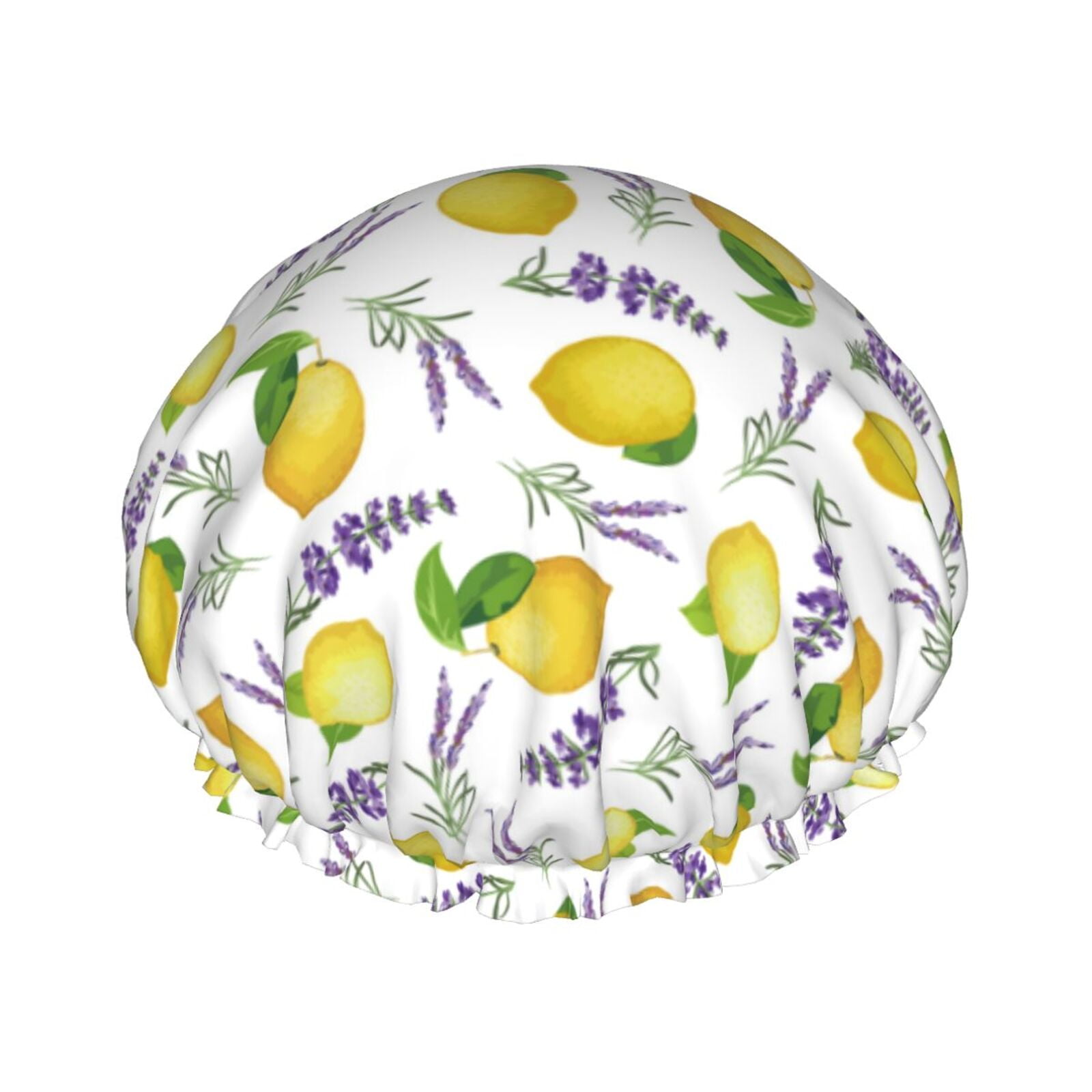 Lemon Lavender Flowers Shower Cap for Women, Double Waterproof Layers ...