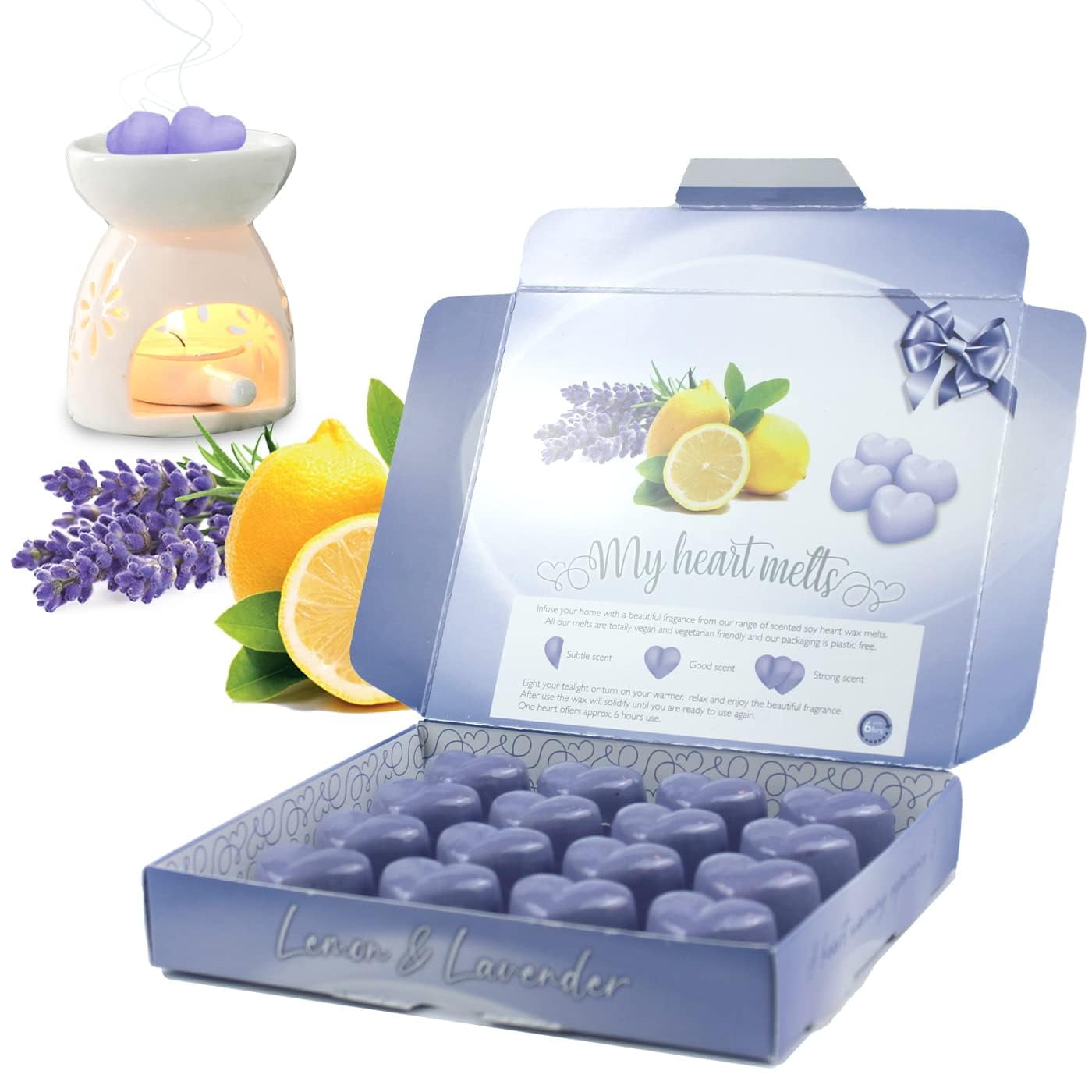 Lemon Lavender Wax Melts - 16 Heart Shaped Highly Scented Wax Melts in ...