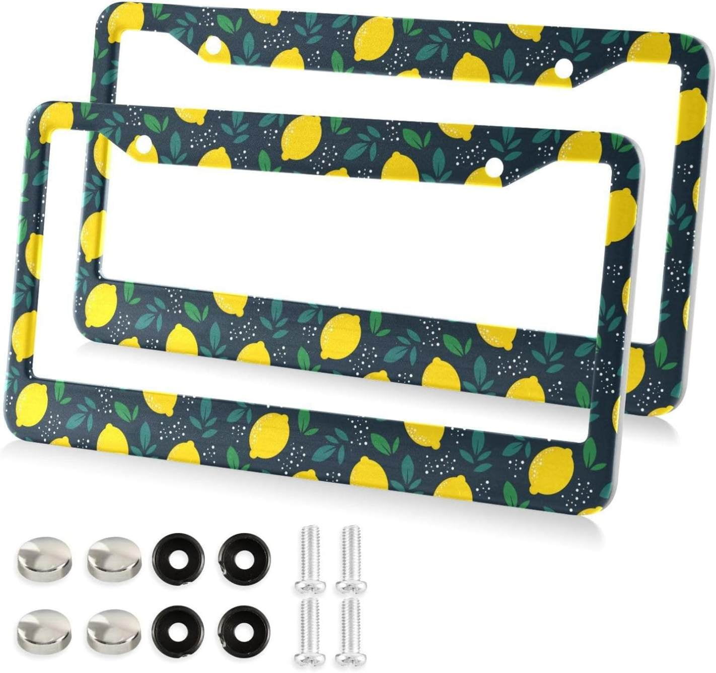 Lemon Leaf License Plate Frame, Decorative Aluminum Car Tag Frames, 2 ...