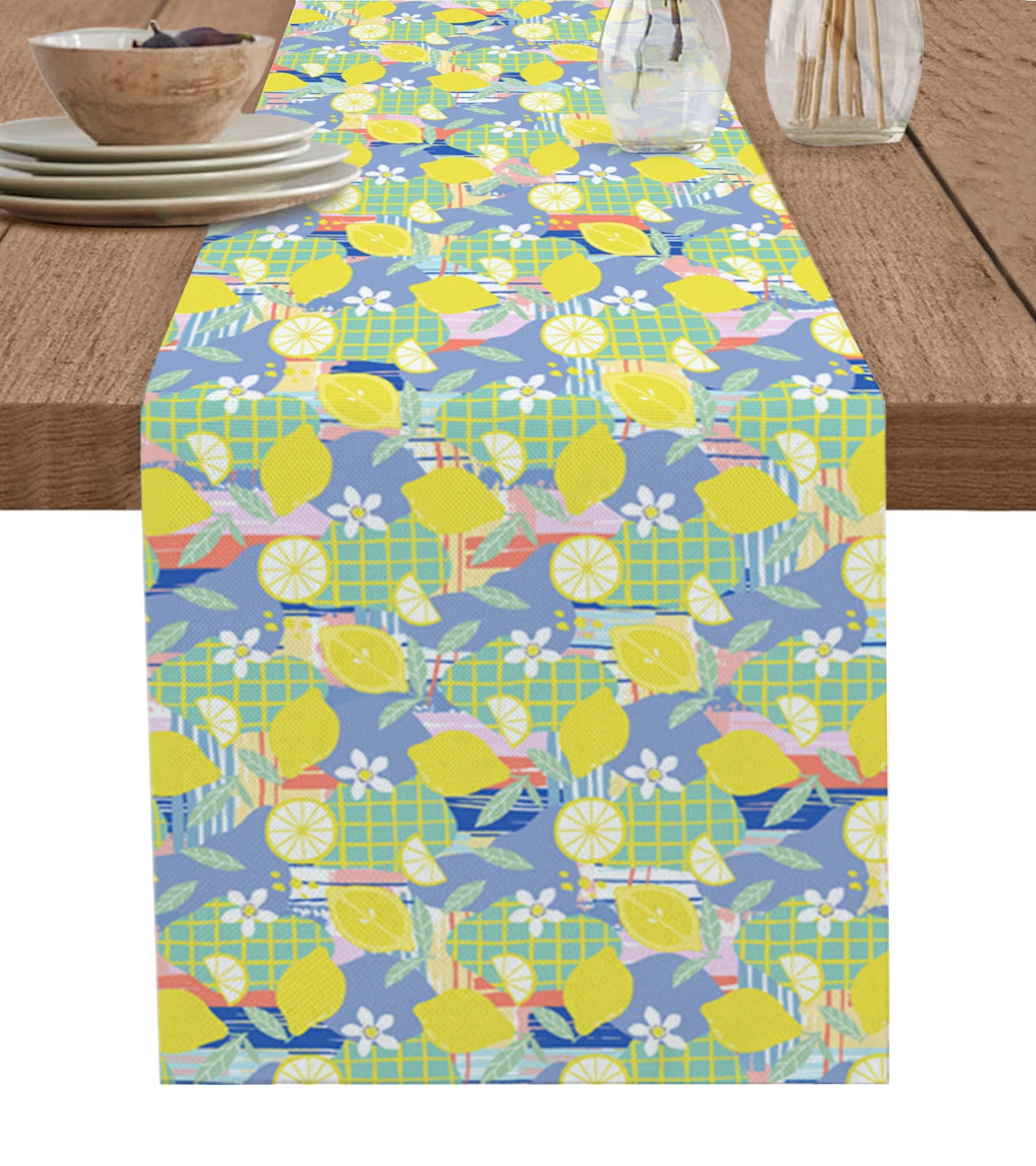Lemon Leaf Watercolor Hand Drawn Table Runner ration Home r Dinner ...