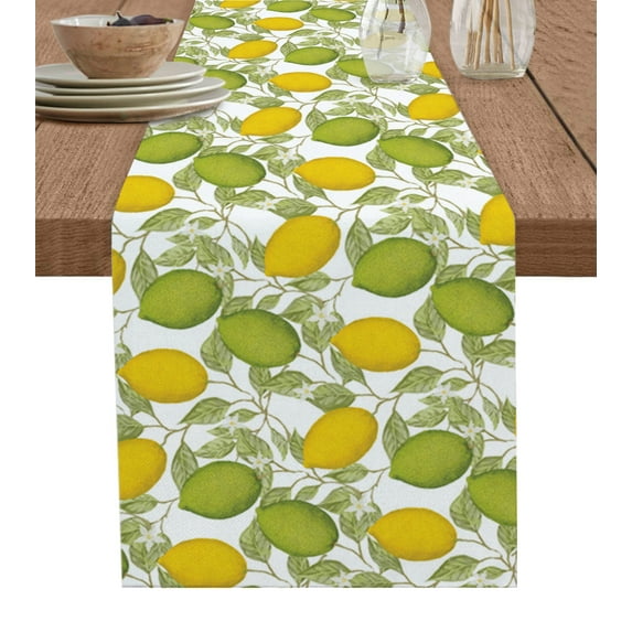 Lemon Leaf Watercolor Hand Drawn Table Runner ration Home r Dinner ...