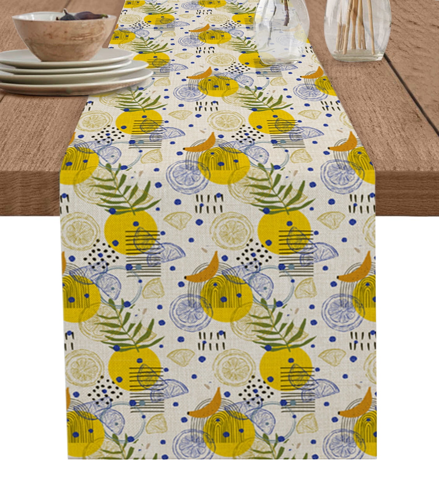 Lemon Leaf Watercolor Hand Drawn Table Runner ration Home r Dinner ...