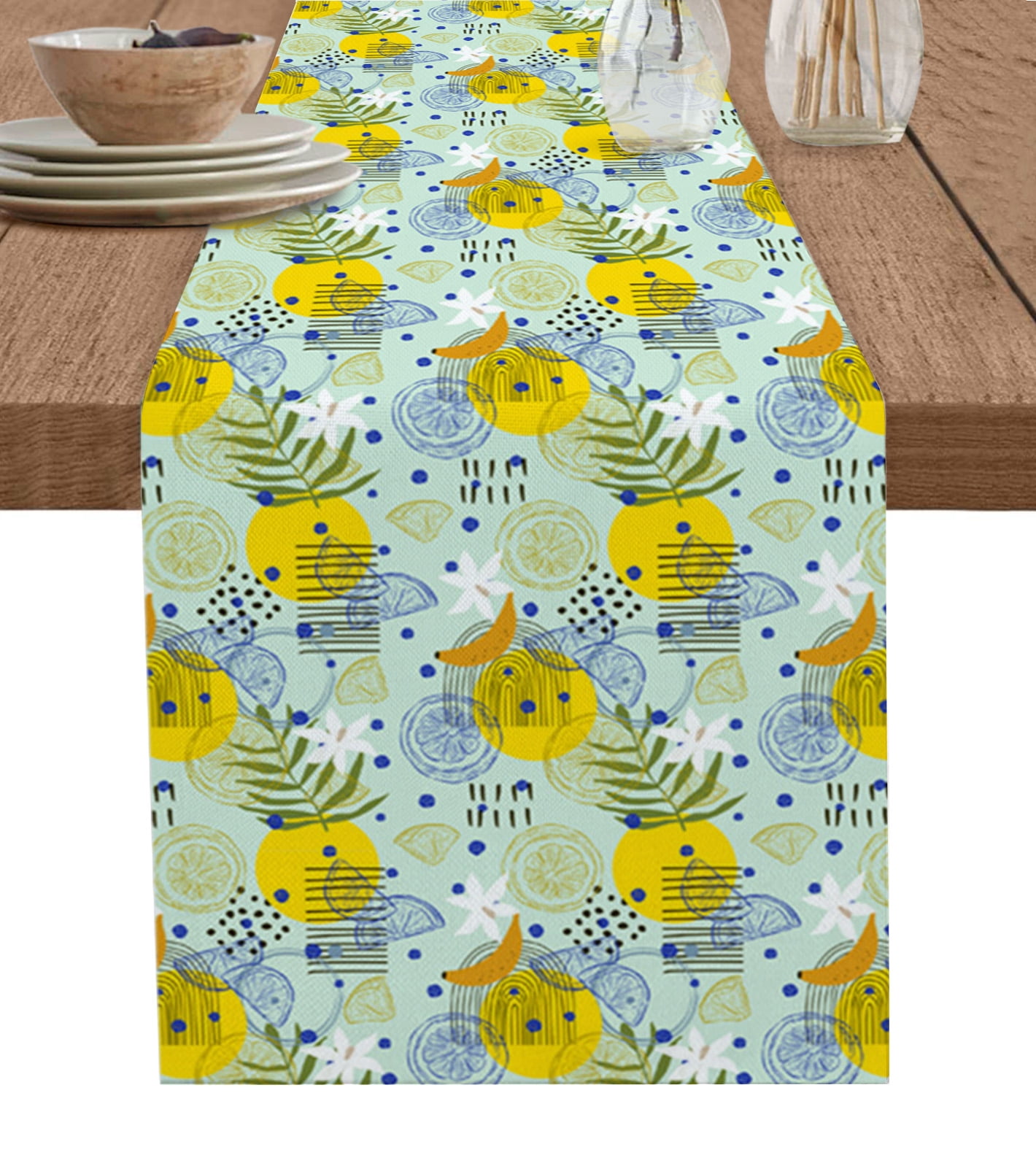 Lemon Leaf Watercolor Hand Drawn Table Runner ration Home r Dinner ...