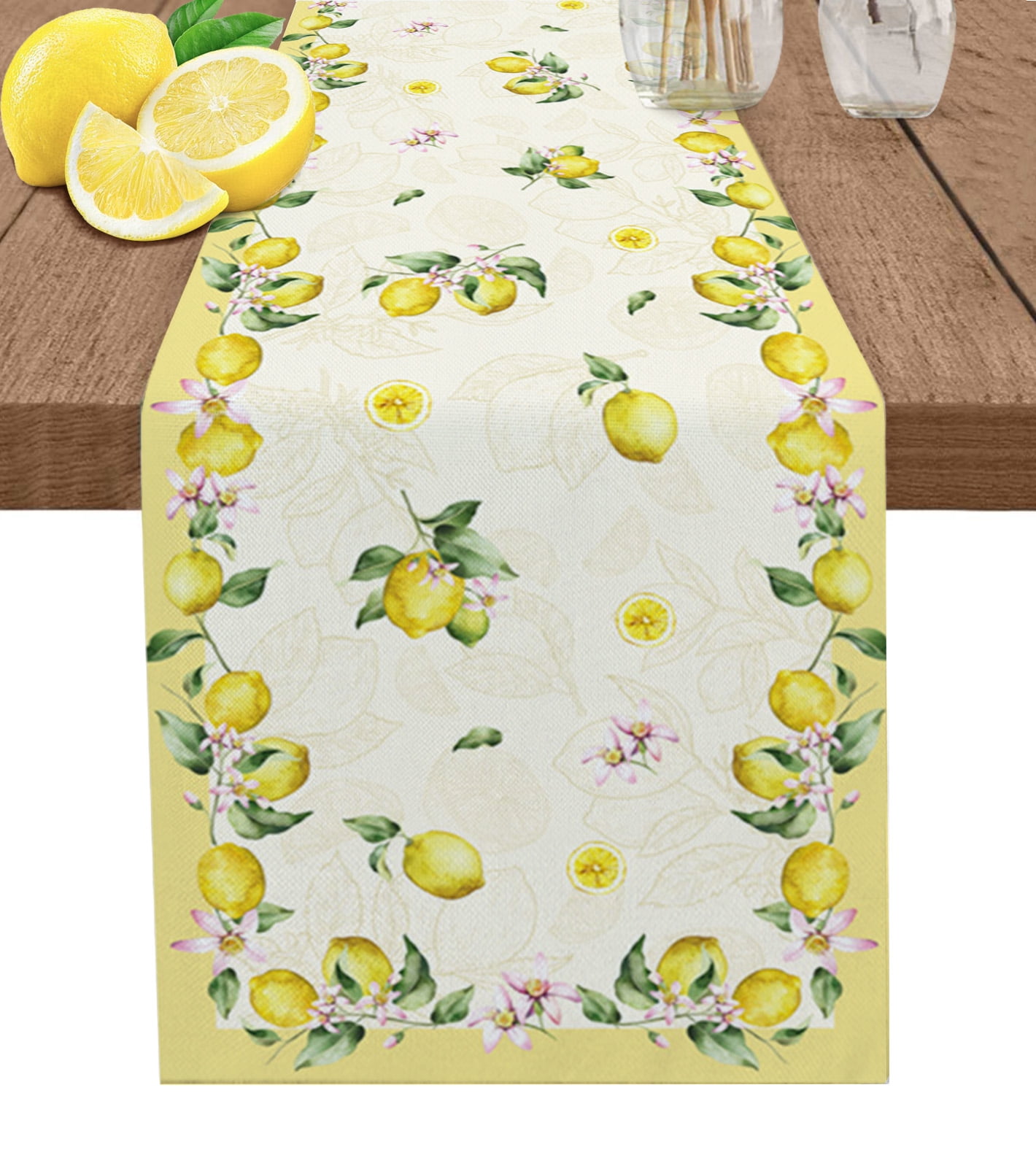 Lemon Leaf Watercolor Hand Drawn Table Runner ration Home r Dinner ...
