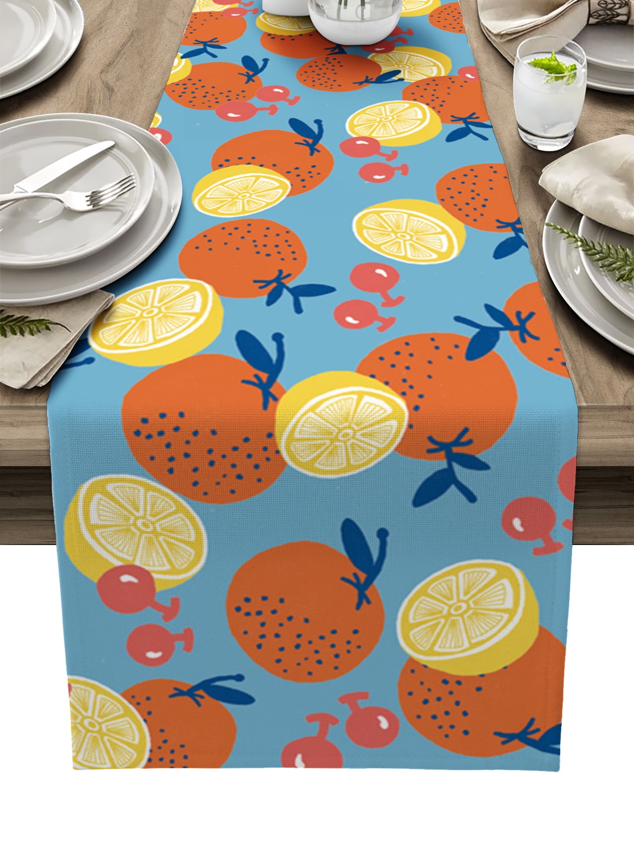 Lemon Leaf Watercolor Hand Drawn Table Runner ration Home r Dinner ...