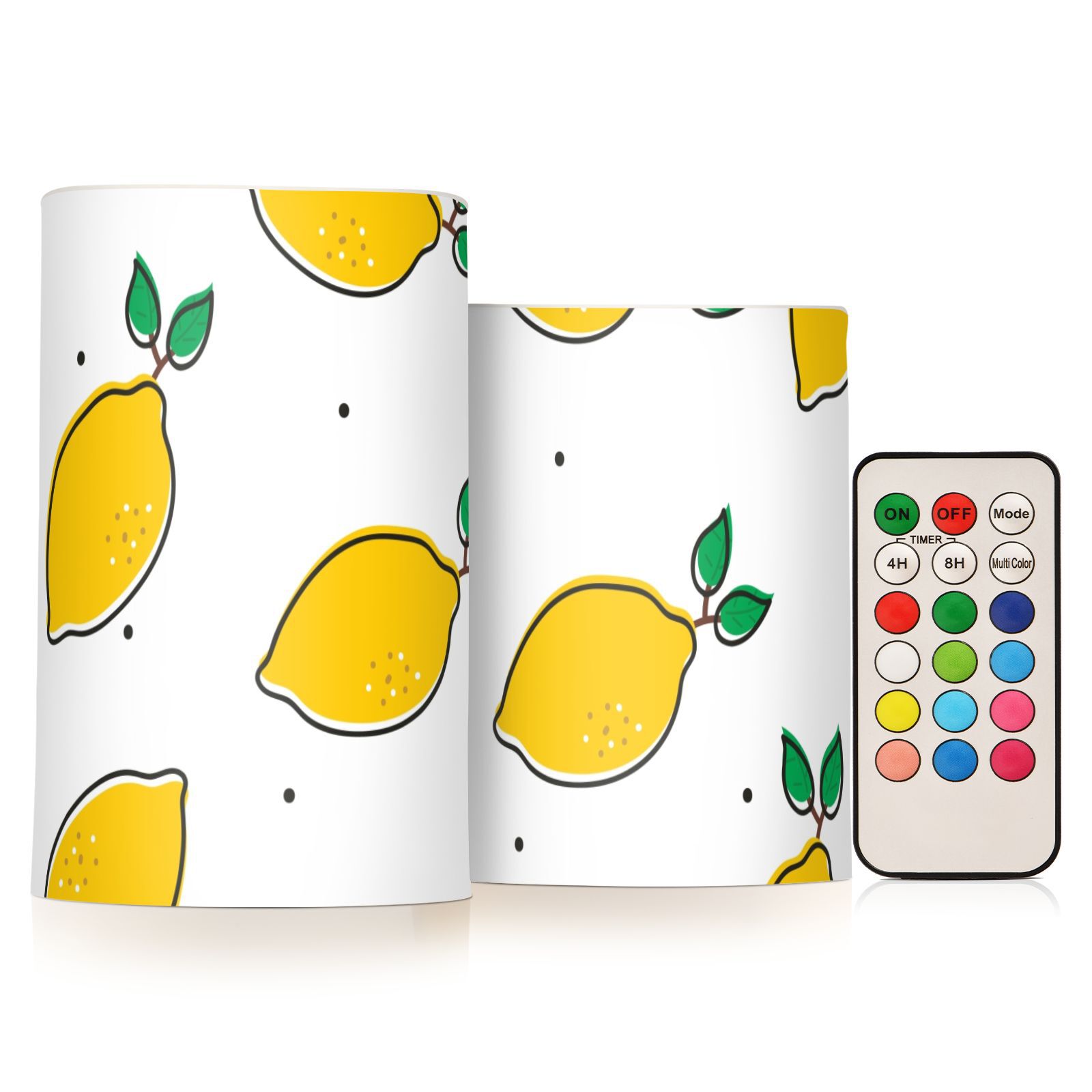 Lemon with Leaves 2 PCS LED Flickering Flameless Candles with Remote ...