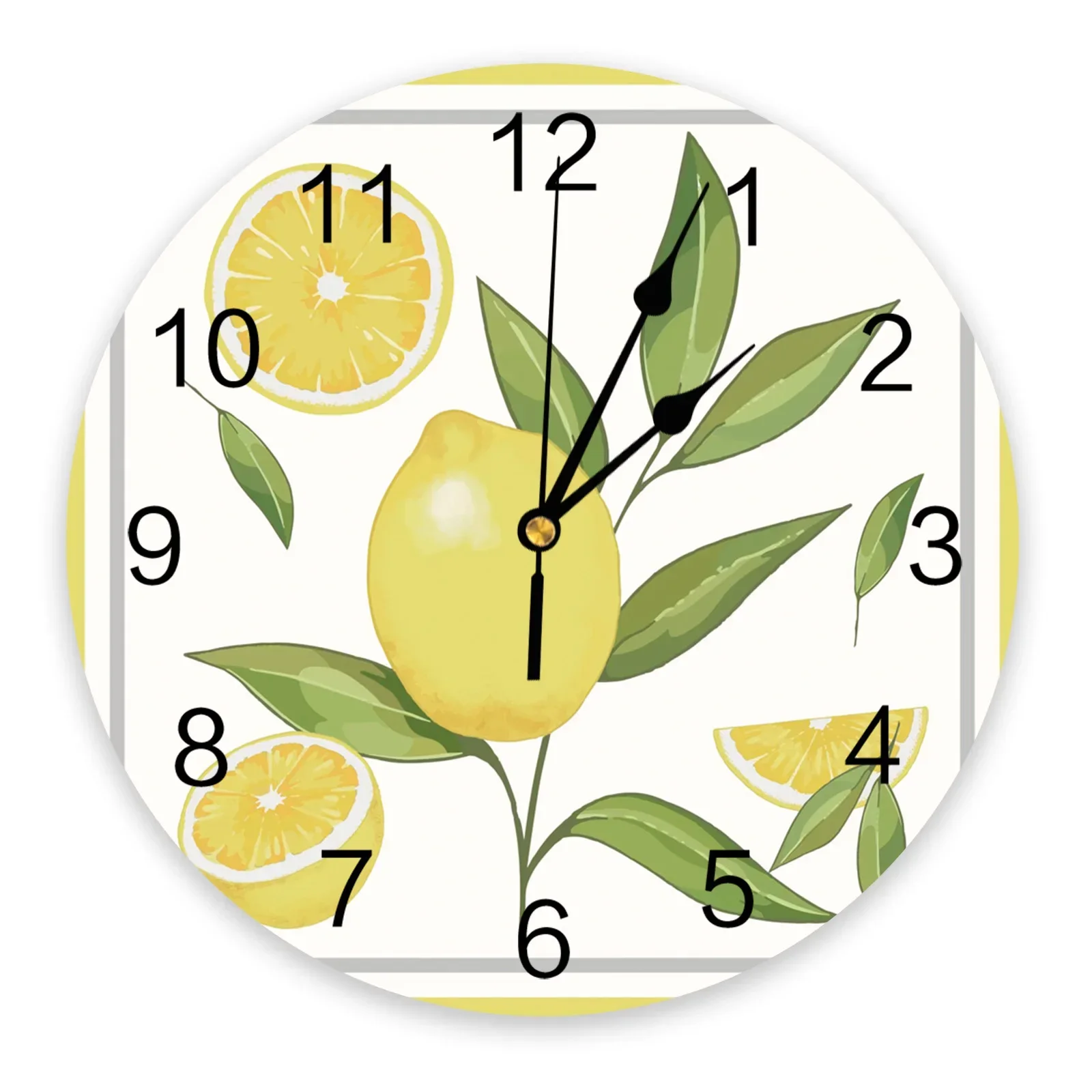 Lemon Leaves Border Modern Wall Clock For Home Office Wall Decoration ...