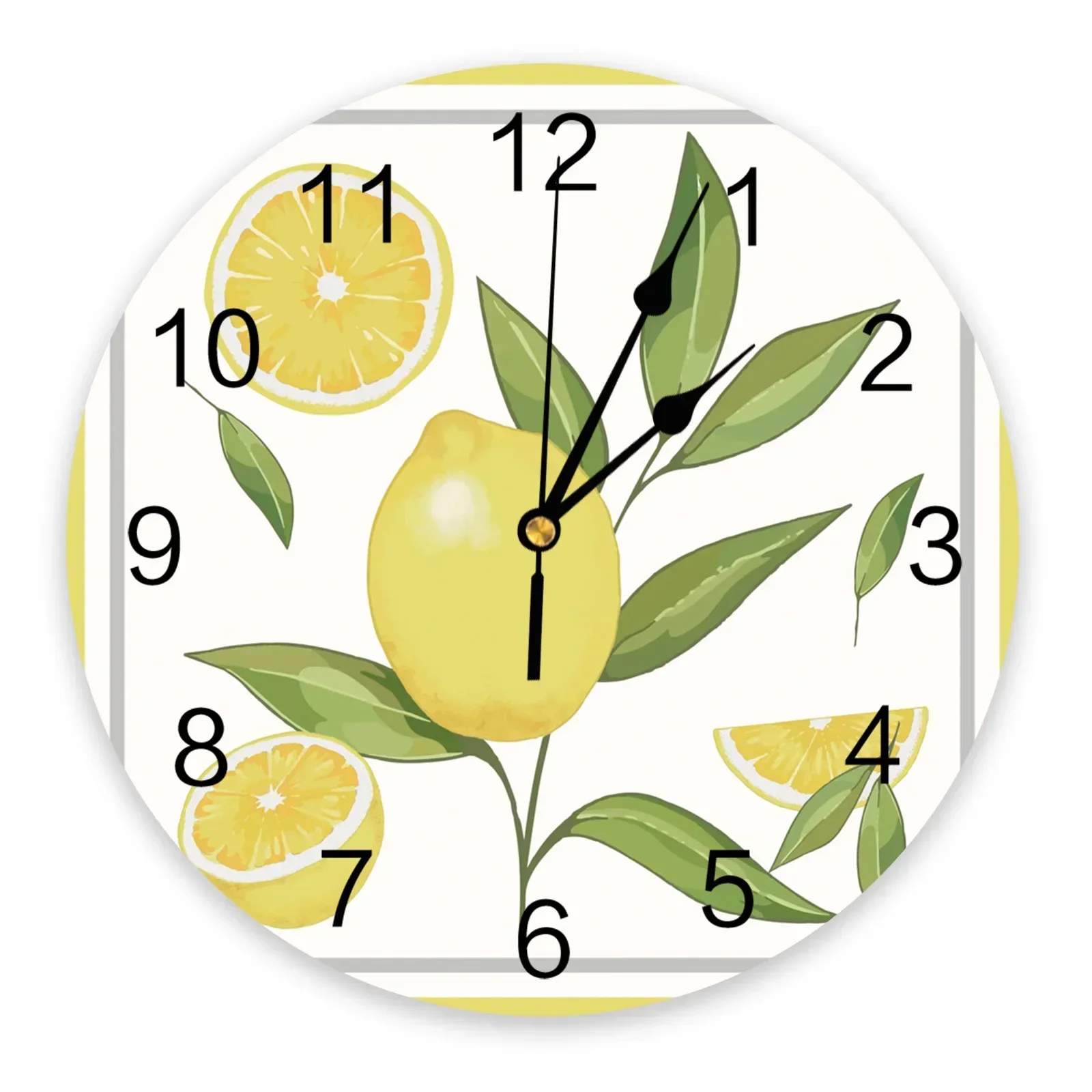 Lemon Leaves Border Modern Wall Clock For Home Office Wall Decoration ...