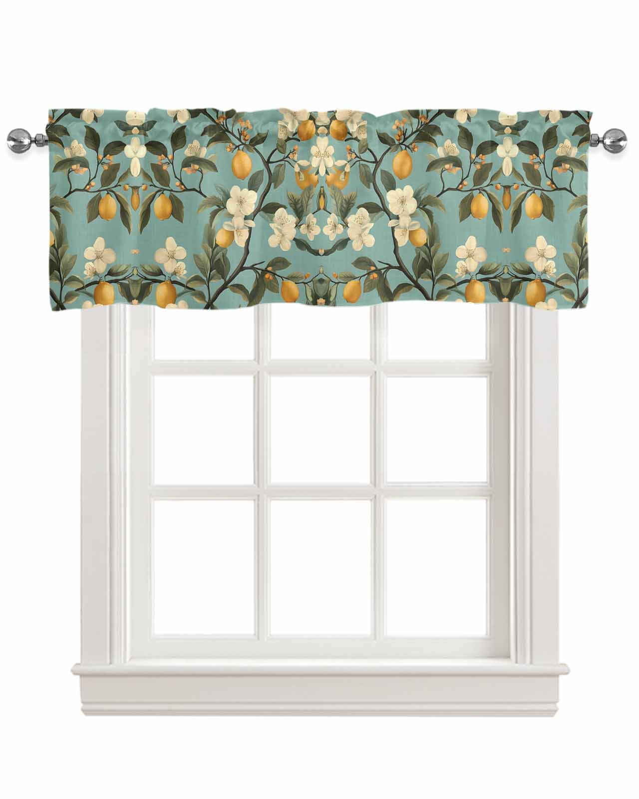 Lemon Leaves Kitchen Valances for Windows Farmhouse Linen Window ...