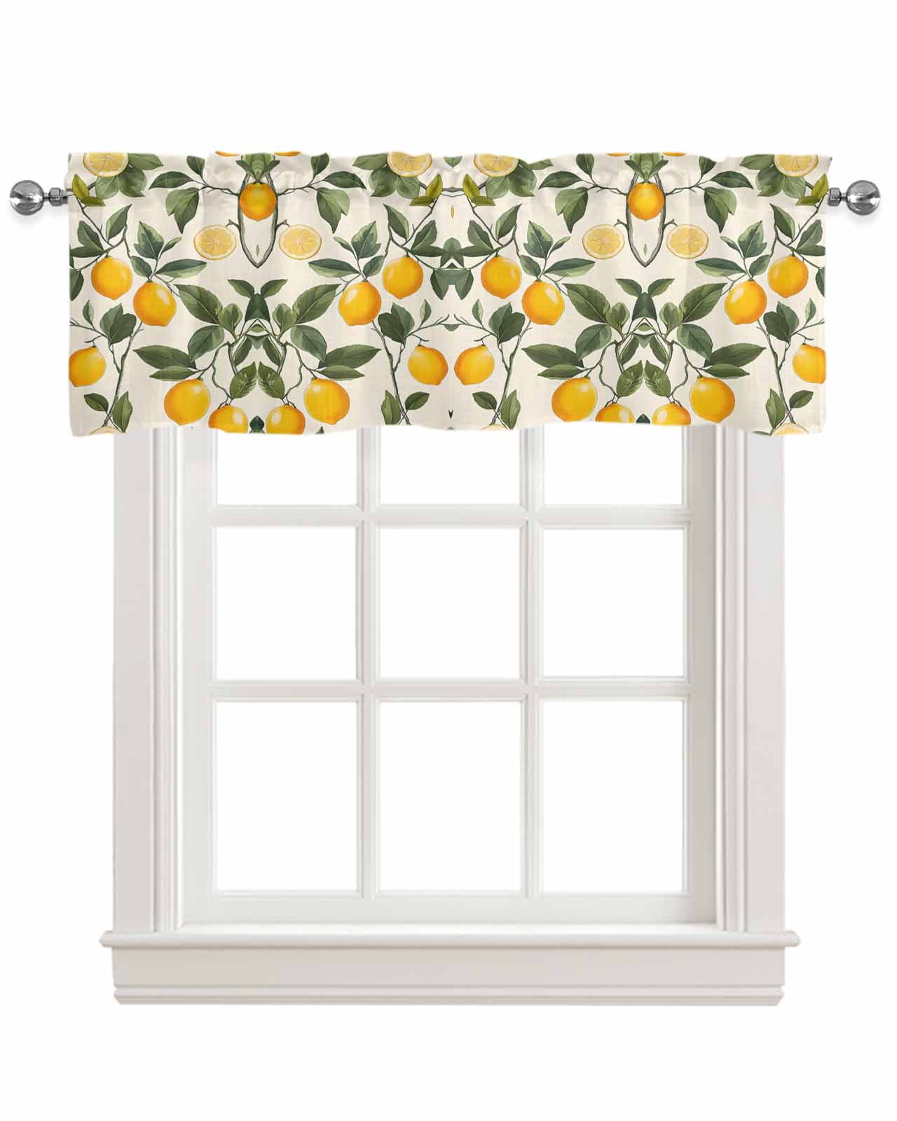 Lemon Leaves Kitchen Valances for Windows Farmhouse Linen Window ...