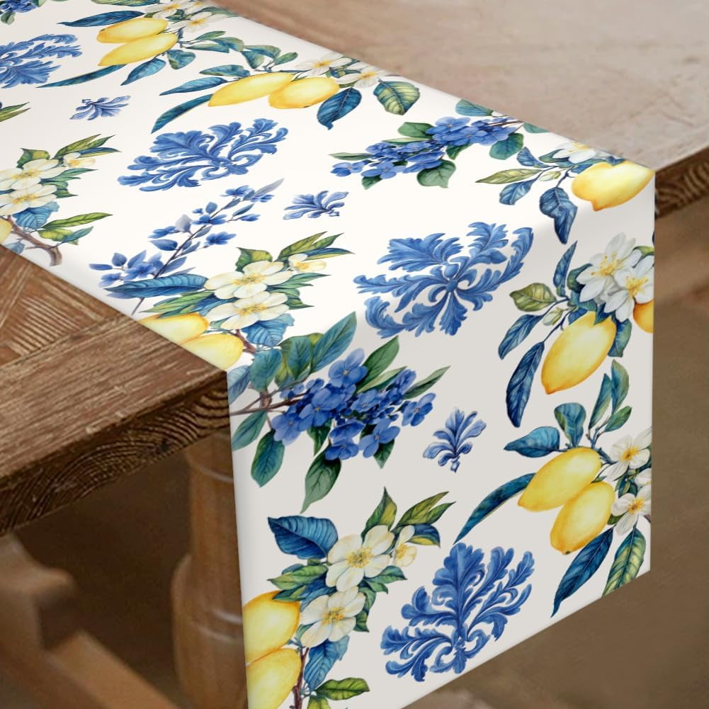 Lemon Linen Table Runner Fruit Centerpiece Table Decorations - Walmart.com