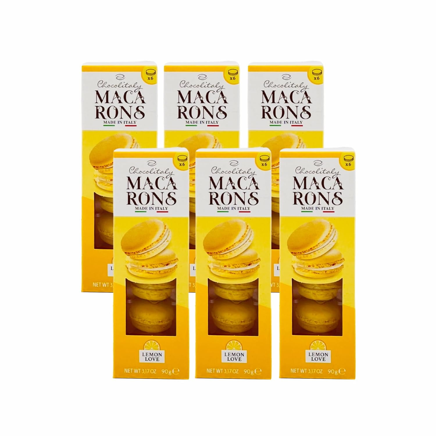 Lemon Macaroons by Chocolitaly, 36 Macaroons (6 boxes of 6), Small ...