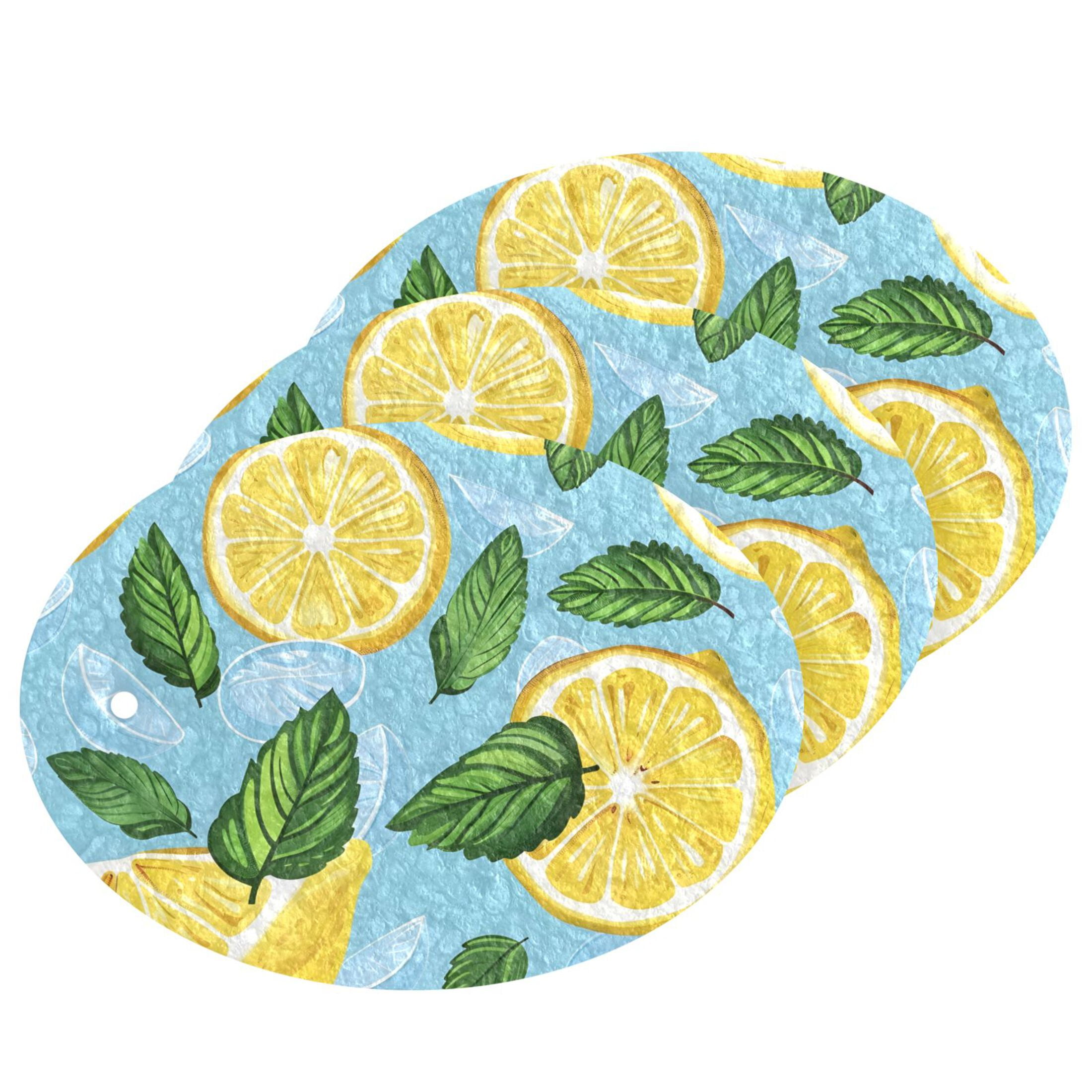 Lemon Mint Leaves 3 Dish Sponges Bulk Delicate Clean Non Scratch ...