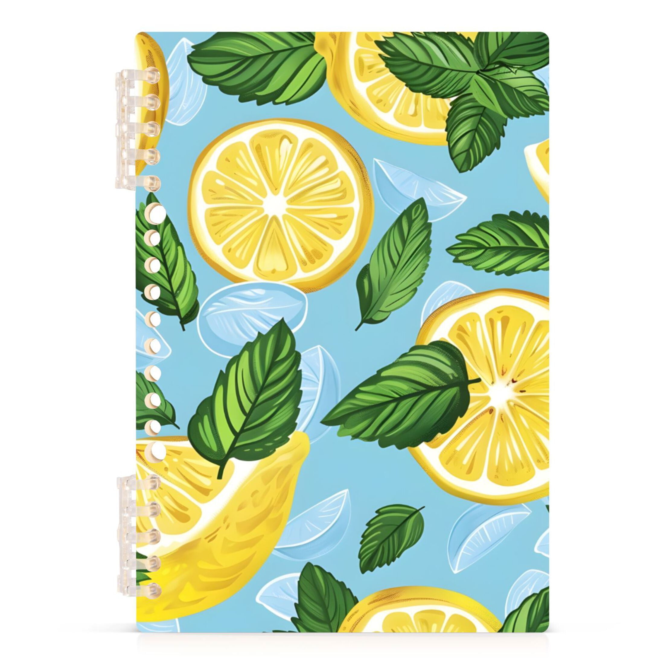 Lemon Mint Leaves Ring Binder Notebook Journey Note Diary College Ruled ...