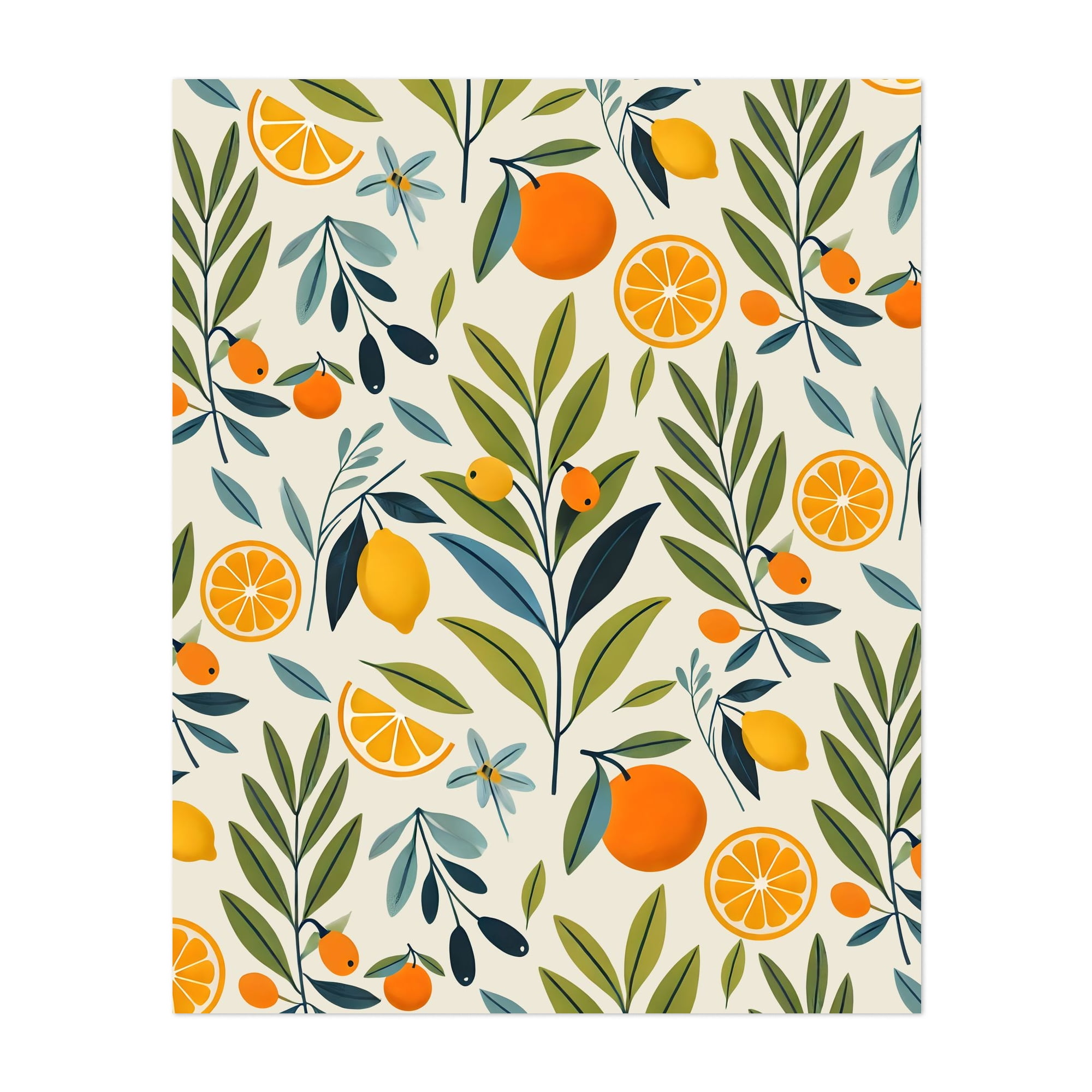 Lemon Orchard Dream - India Illustration Fruit Pattern Botanical ...