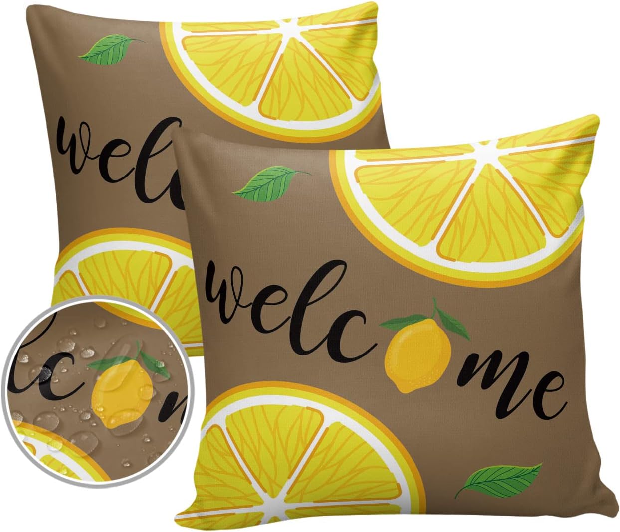 Lemon Outdoor Waterproof Pillow Covers for Patio Furniture Summer Fruit ...