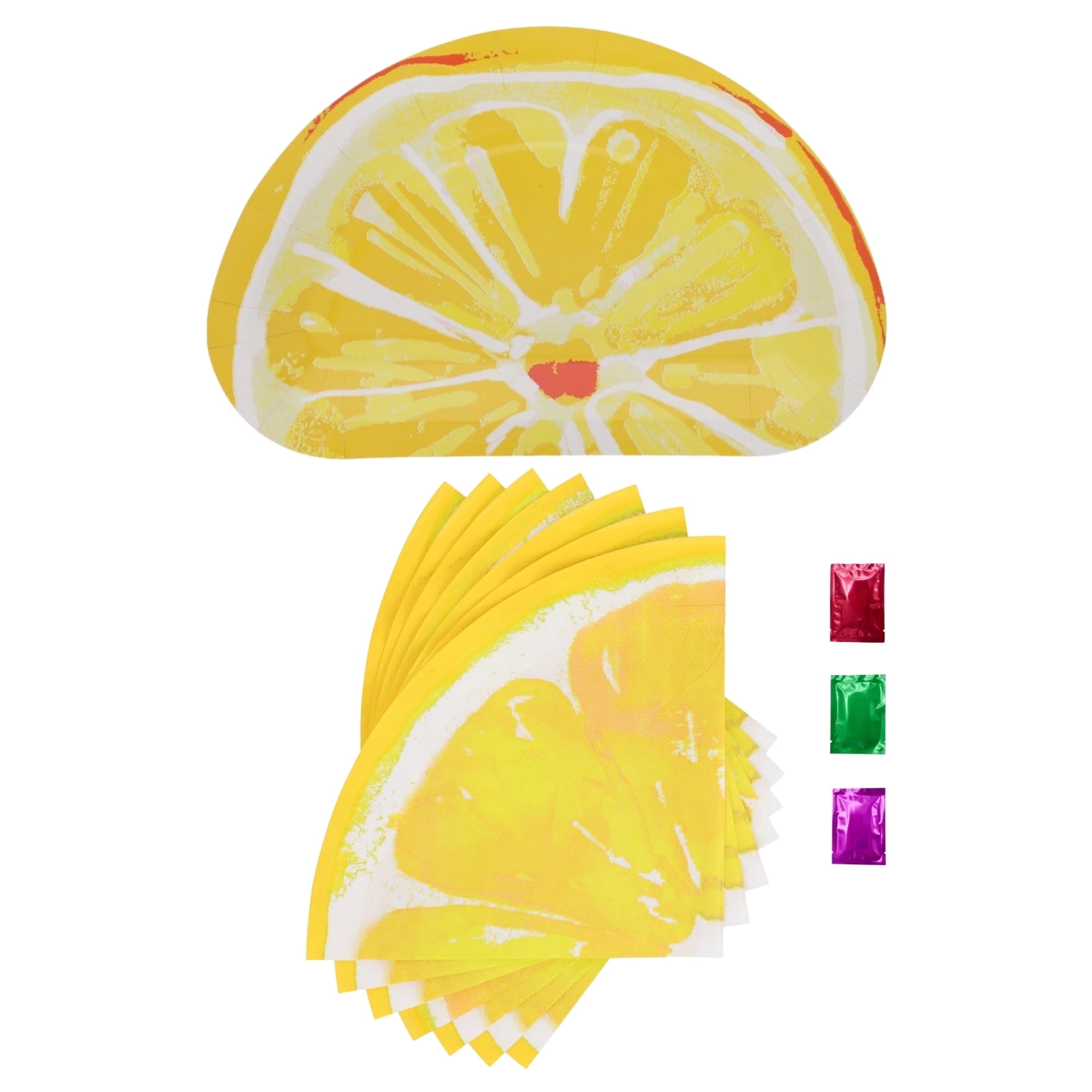 Lemon Paper Plates 10Ct and 16Ct Napkins Set, Lemon Slice Disposable ...
