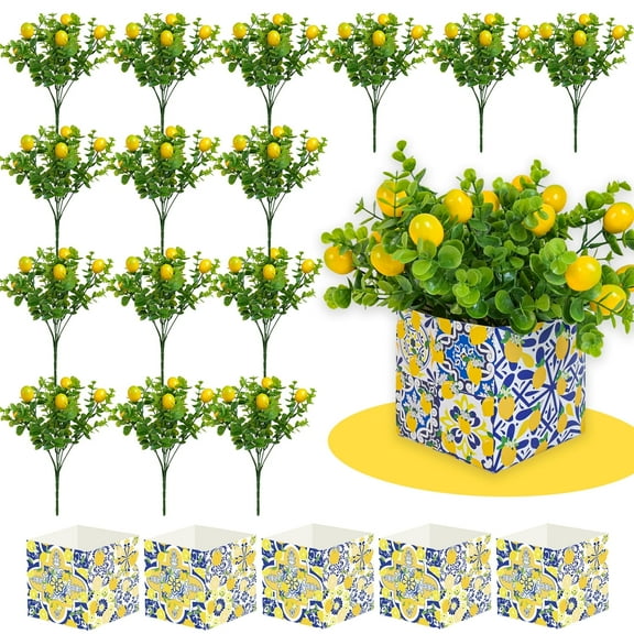 4 Set Blue Tiles Lemon Table Centerpieces, 4 Amalfi Coast Box 12 ...