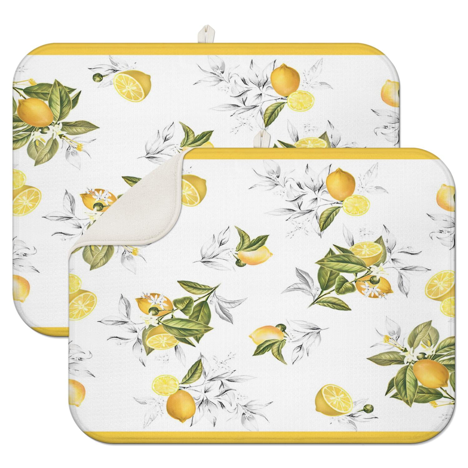 Lemon Patch Coffee Mat – Retro Summer Lemon Print Microfiber Drying Pad ...