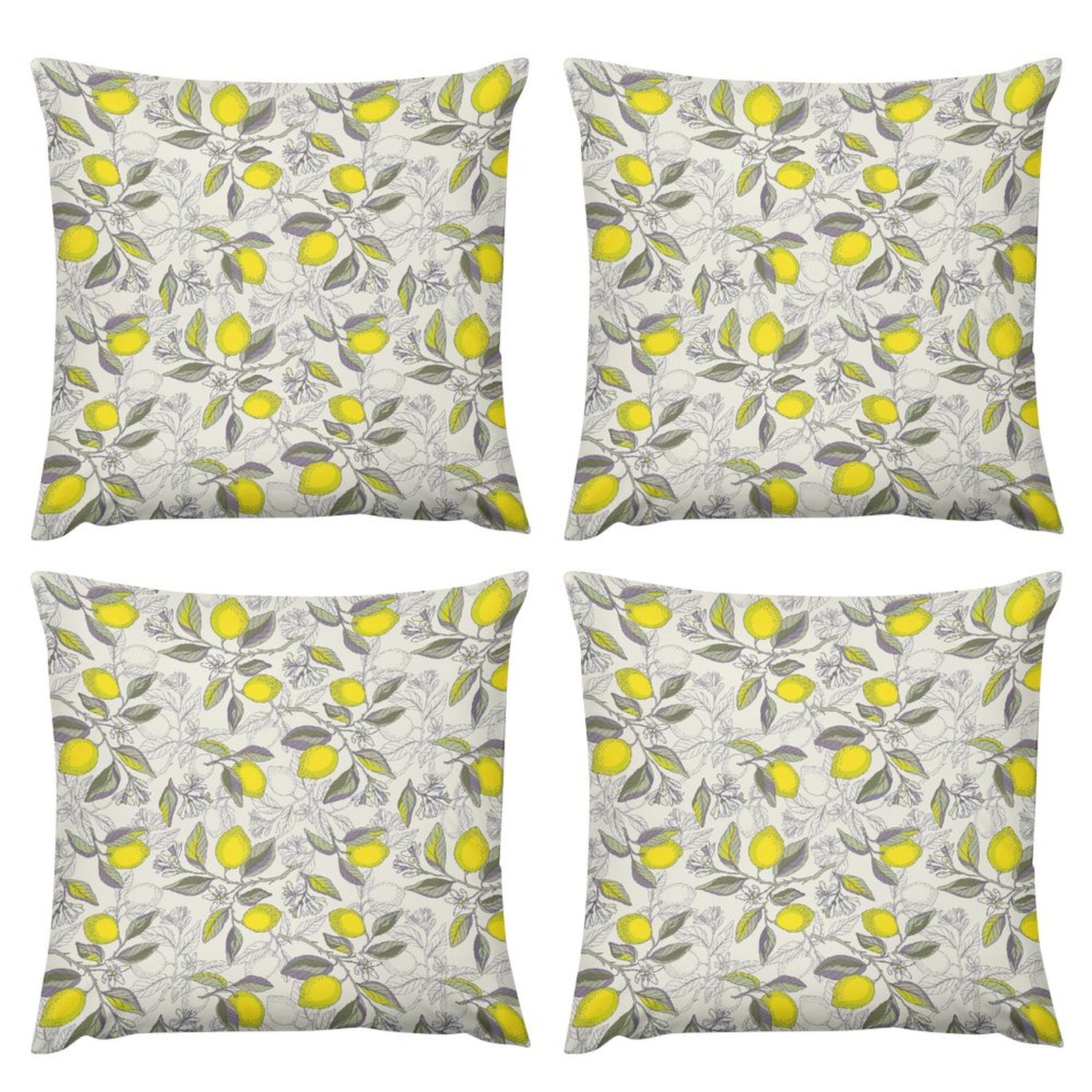 Lemon Pattern 4 Pcs Cushion Covers Sofa Cushion Covers Short Plush ...