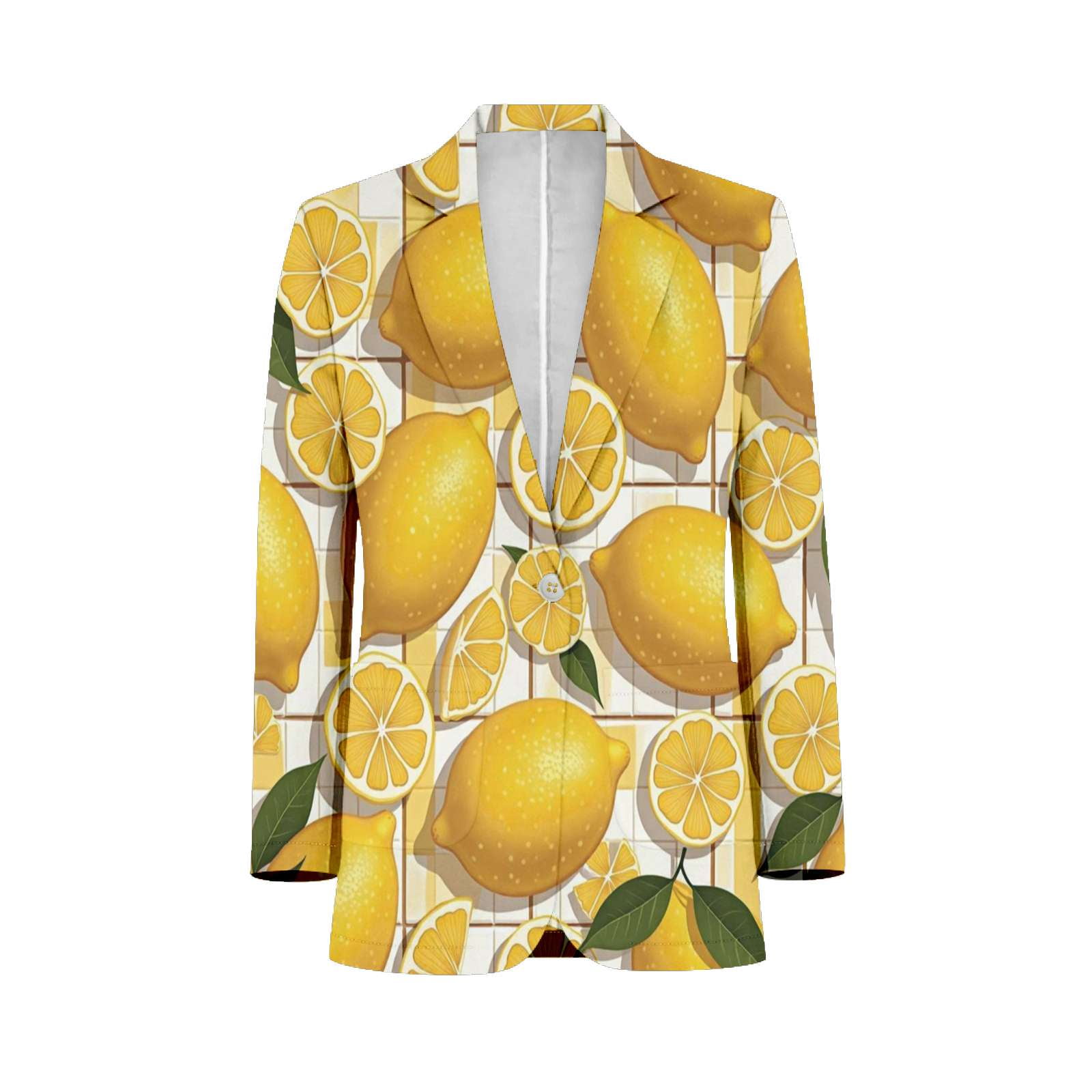 Lemon Pattern Print Customized Men's Suits full man Shawl Collar ...