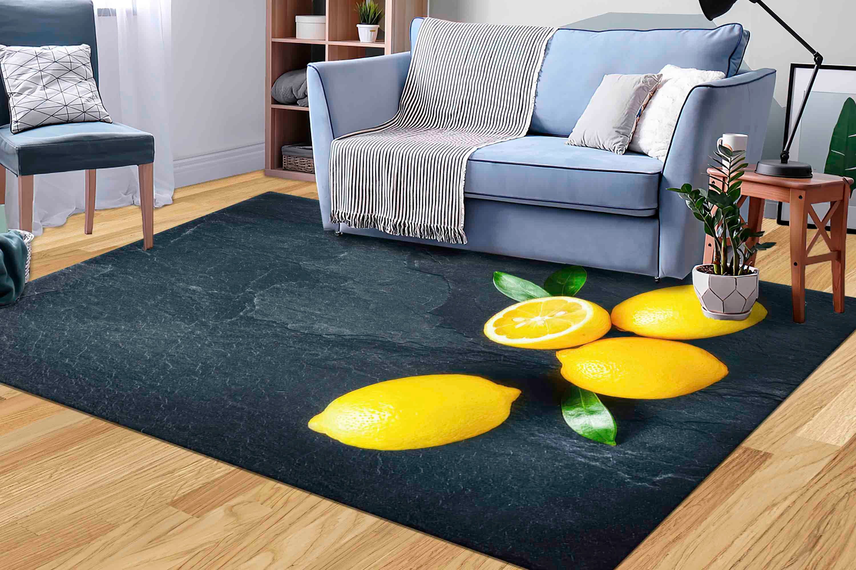 Lemon Pattern Rugs, Trendy Rug, Kitchen Rug, Modern Rugs, Saloon Rug ...