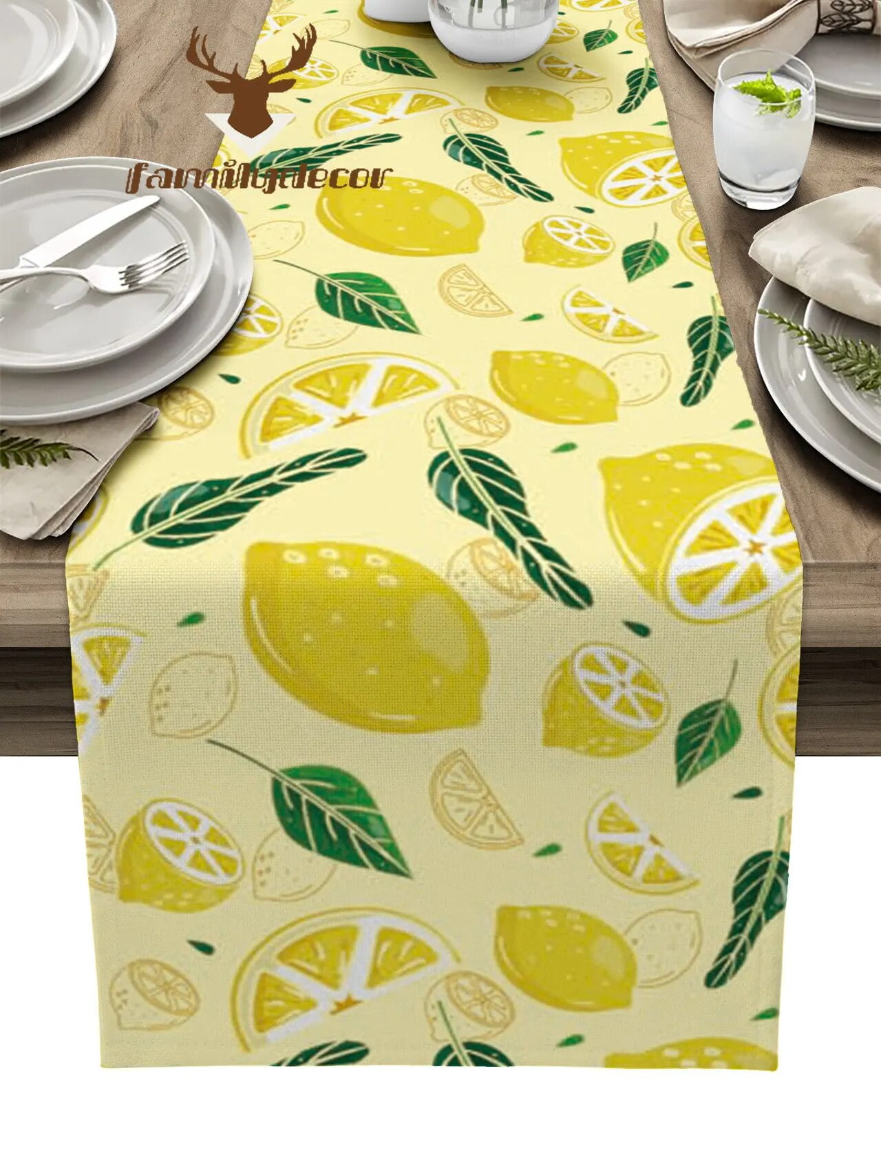 Lemon Pattern Table Runner Home Wedding r Table Cover Flag Mat Table ...