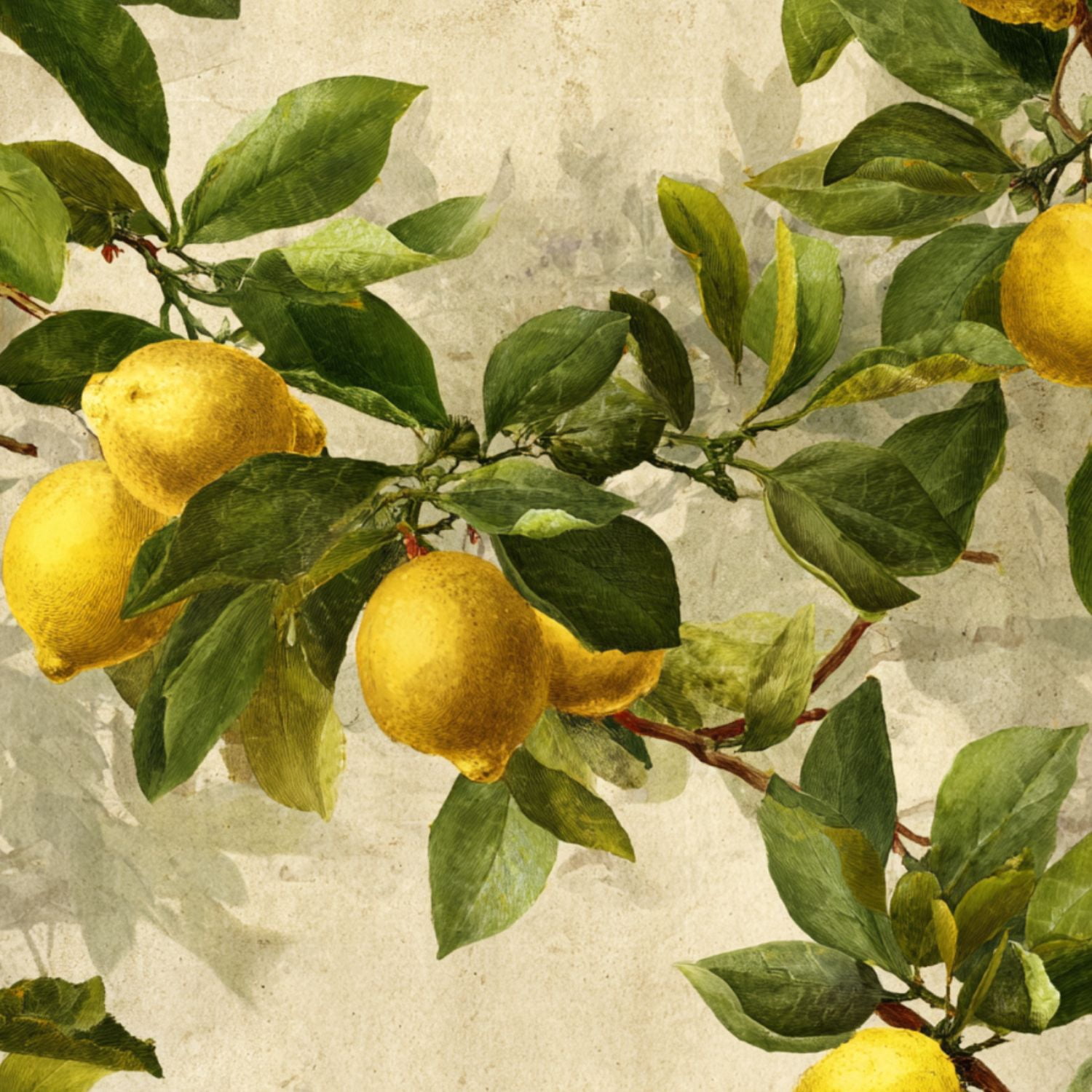 Lemon Peel and Stick Wallpaper Mediterranean Lemon Tree Golden Sunlight ...