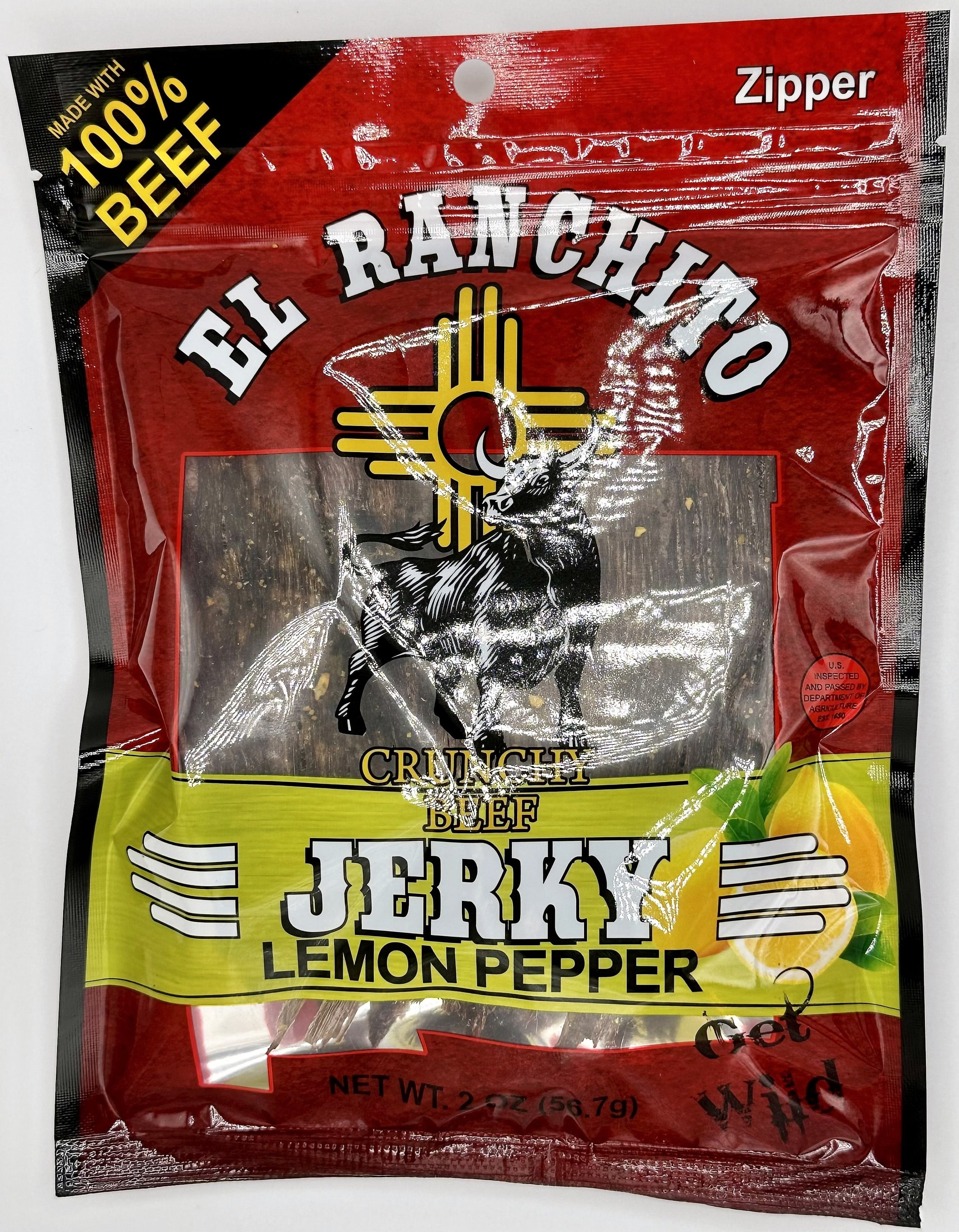 El Ranchito Lemon Pepper Crunchy Beef Jerky, 2 OZ - Savory & Tangy Meat ...
