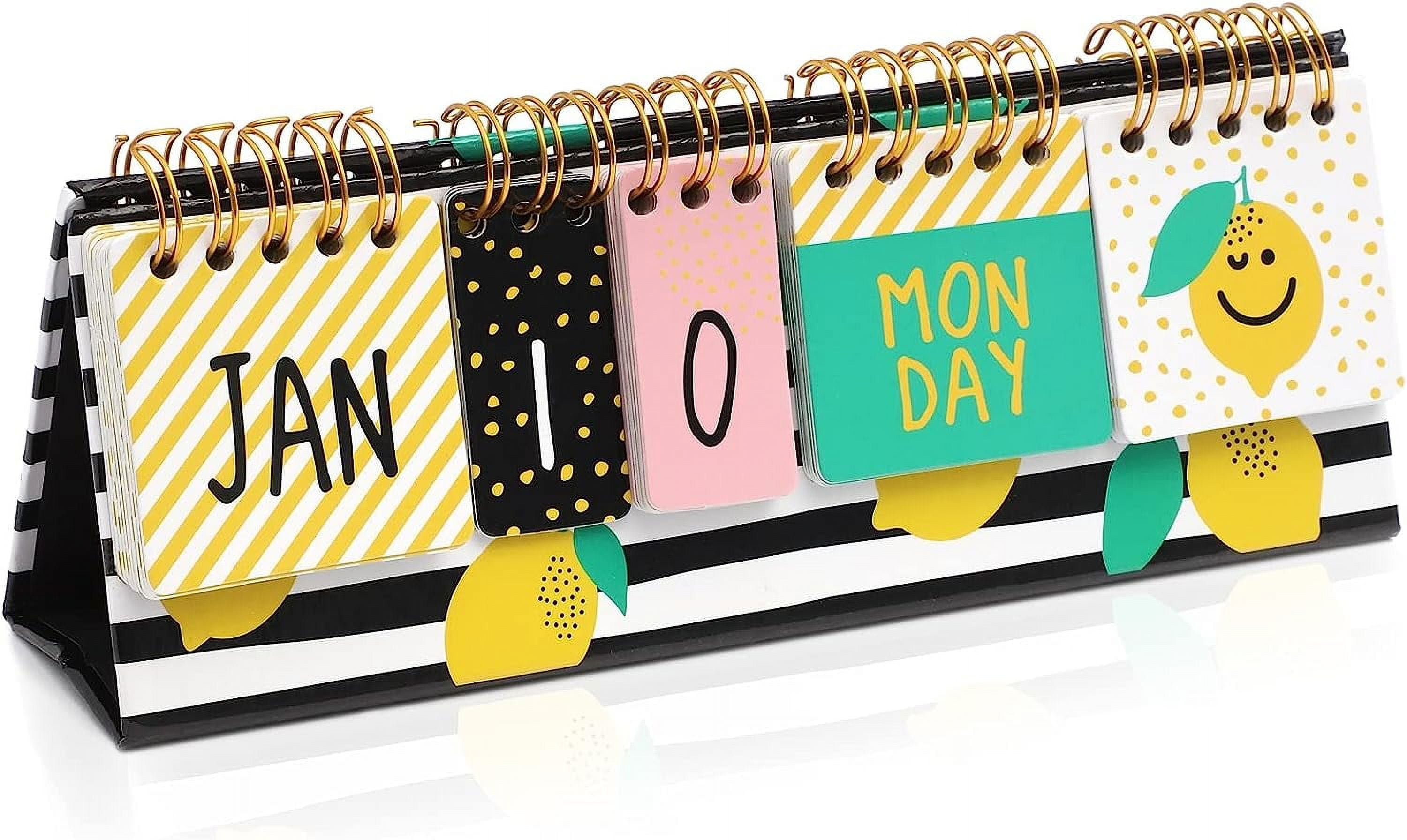 Lemon Perpetual Flip Calendar for Office Desktop, Classroom Supplies ...