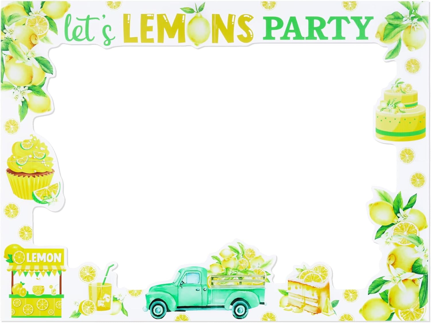 Lemon Photo Booth Frame, Let’s Lemon Birthday Party Decoration Photo ...