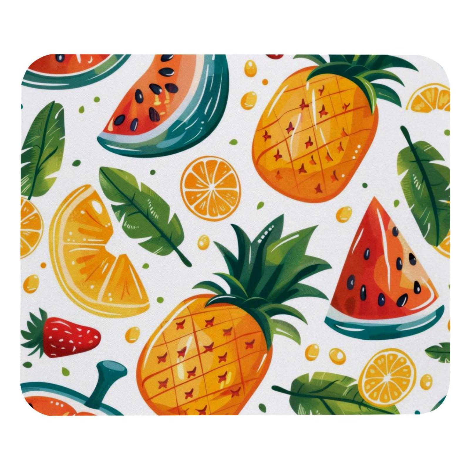 Lemon Pineapple Watermelon White Background Mouse Pads, Rectangle Cloth ...