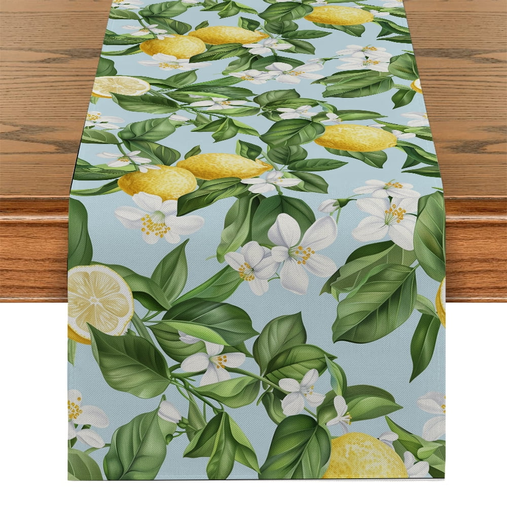 Lemon Plant Watercolor Farmhouse Dining Table Dresser Table Runners ...