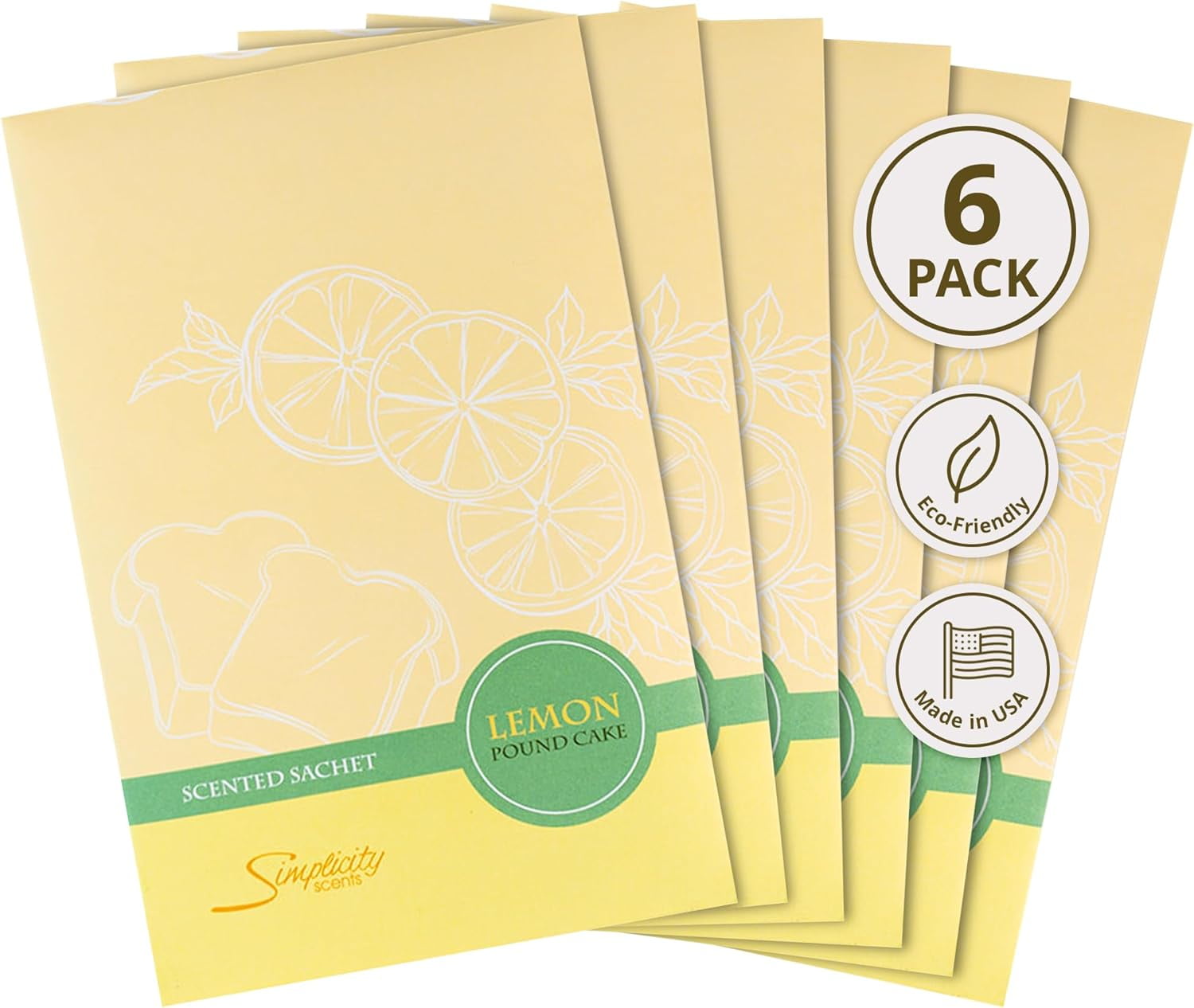 Lemon Poundcake Sachets Pack of 6, Everyday - Long-Lasting Bags, Home ...