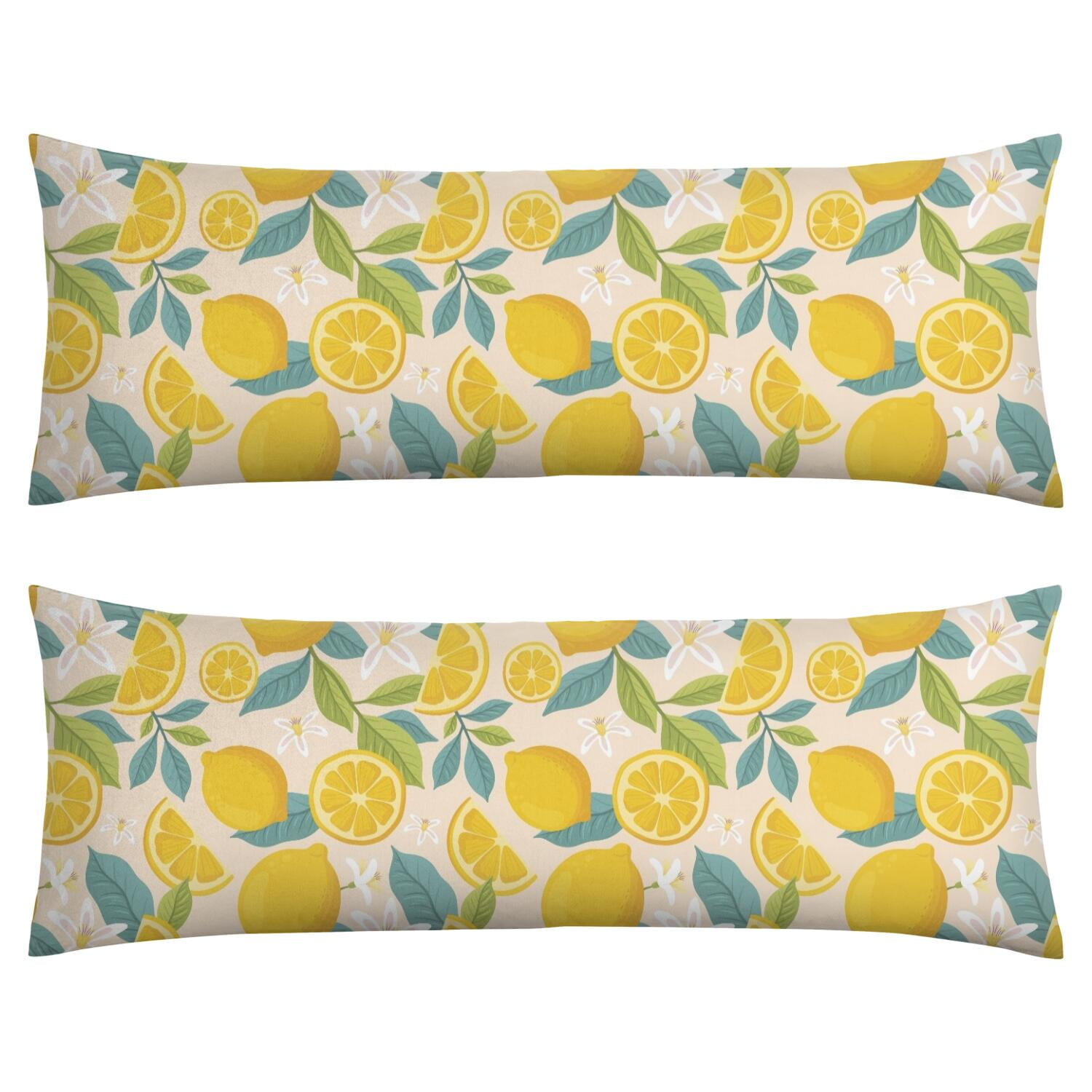 Lemon Print Body Pillow Cover - Soft & Breathable Fabric, Hidden Zipper ...