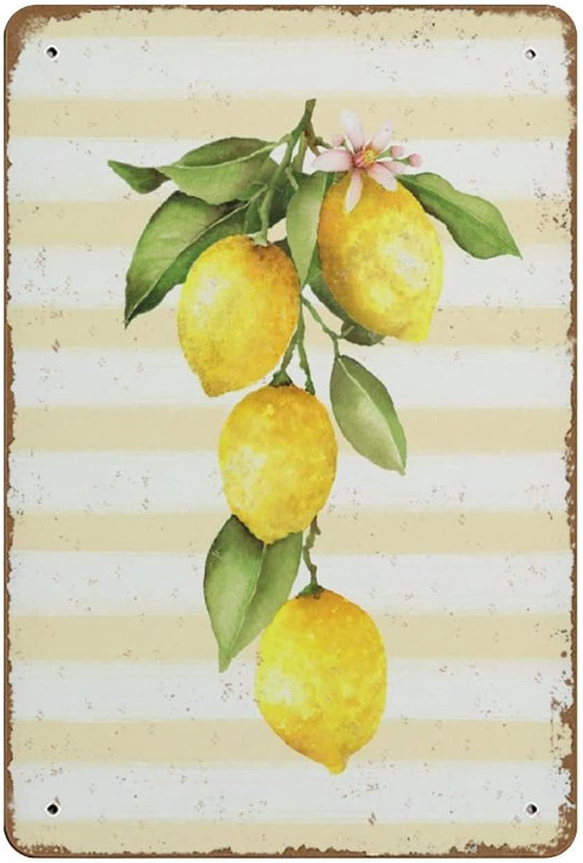 Lemon Print Lemon Decor Striped Decor Kitchen Wall Decor Laundry Room ...