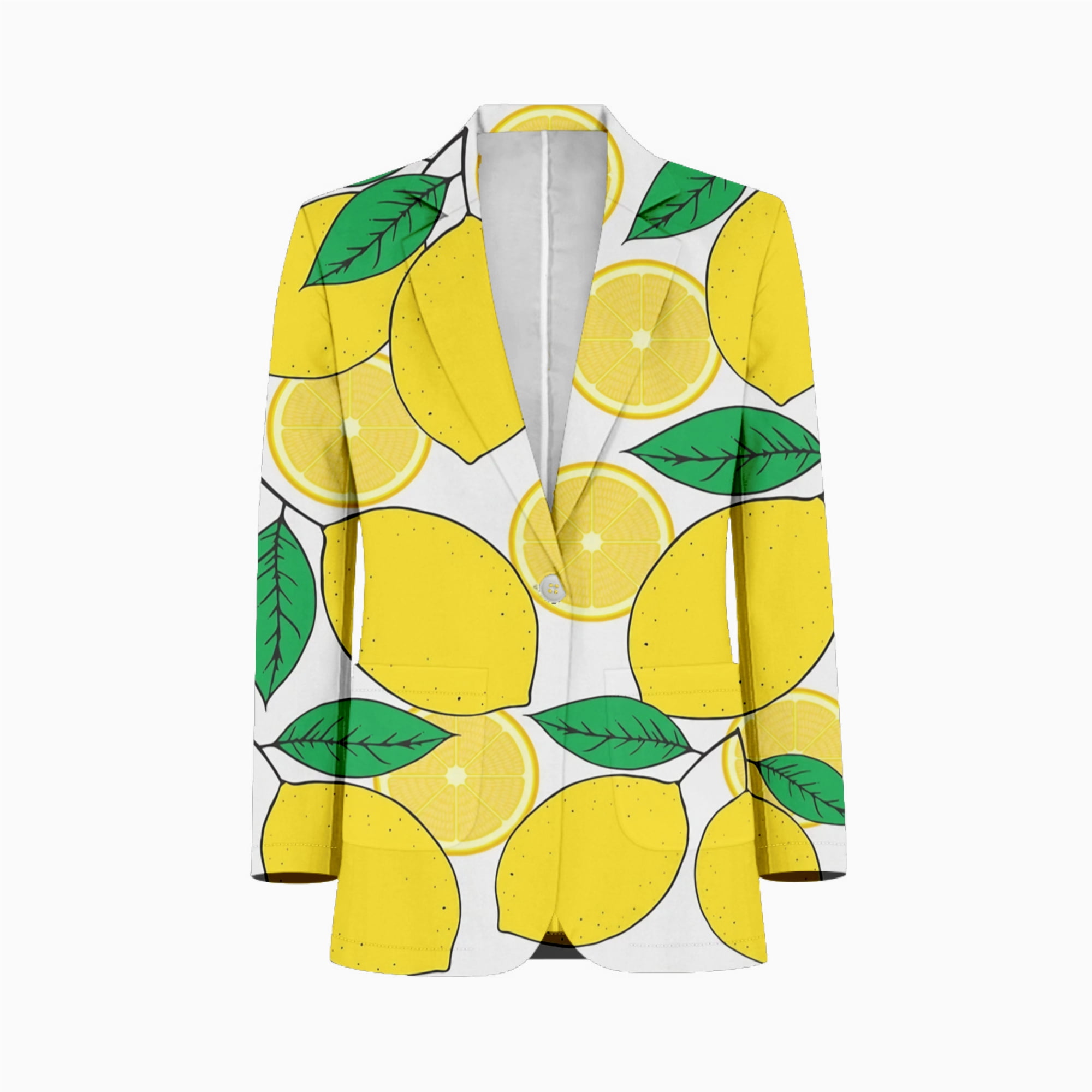 Lemon Print Lemon Leaves Mens Suits Shawl Collar Slim Fit Suit Mens ...