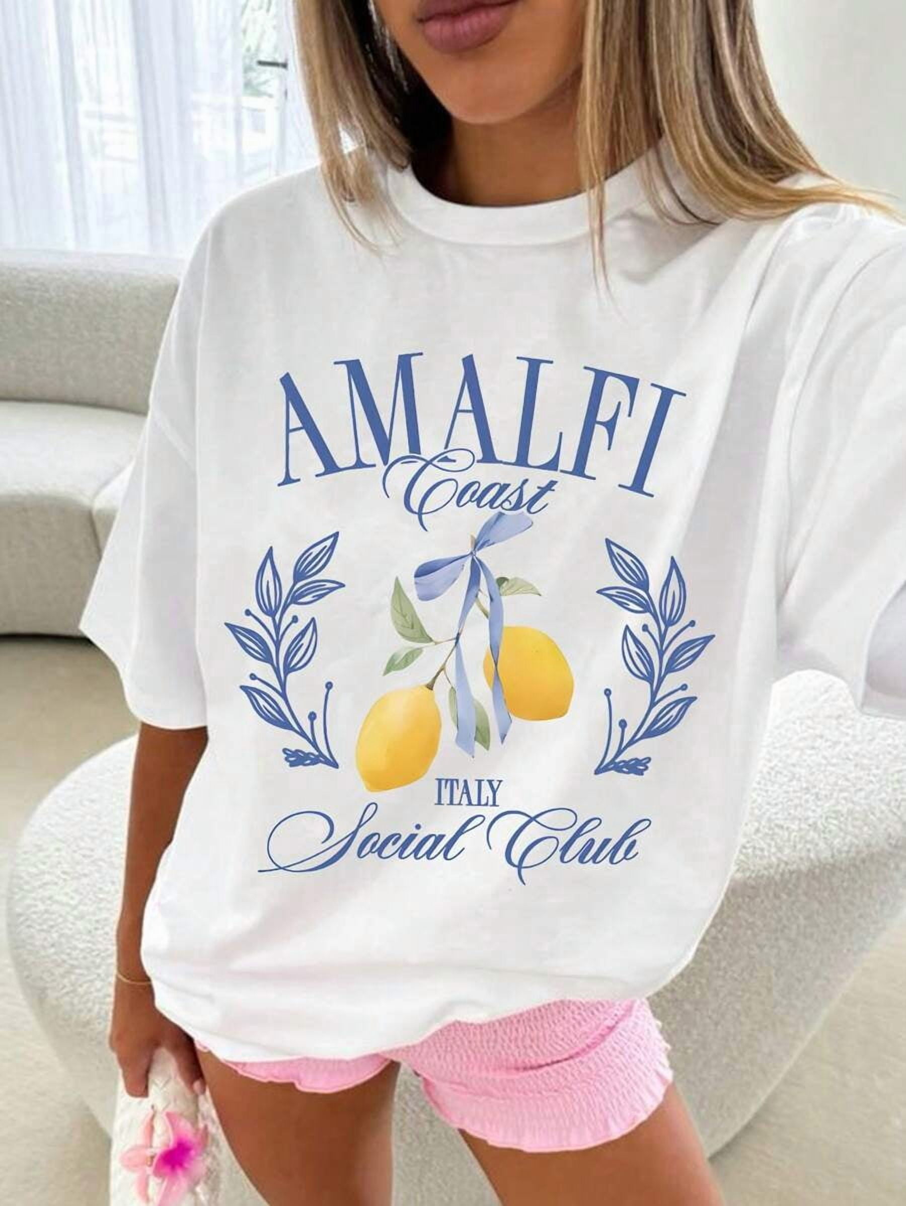 Lemon Print Pattern Summer Women's Casual T-Shirt - Walmart.com