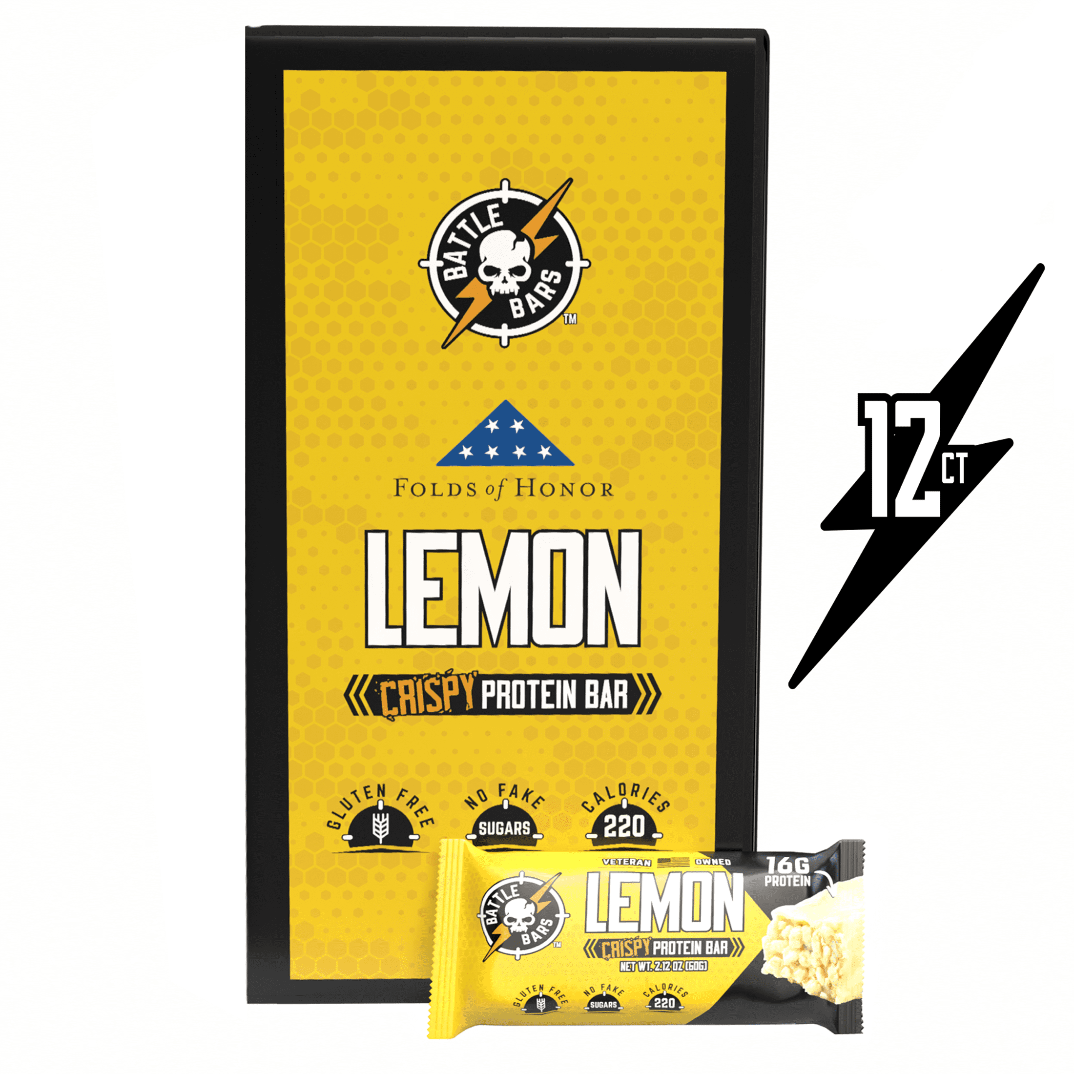 Battle Bars Lemon Marshmallow-Crisp Protein Bars, 12 Pack, 2.10oz, 16g ...