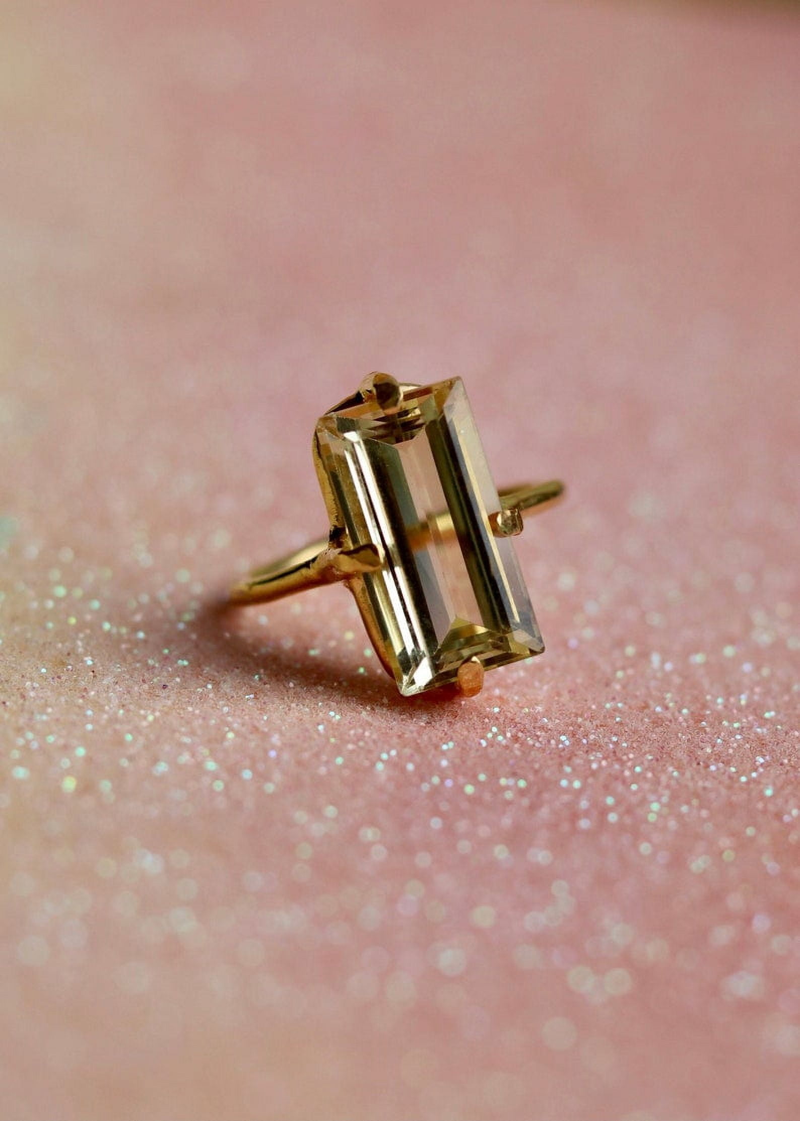 Lemon Quartz Emerald Cut One and Only Ring, Emerald Cut Adjustable ...