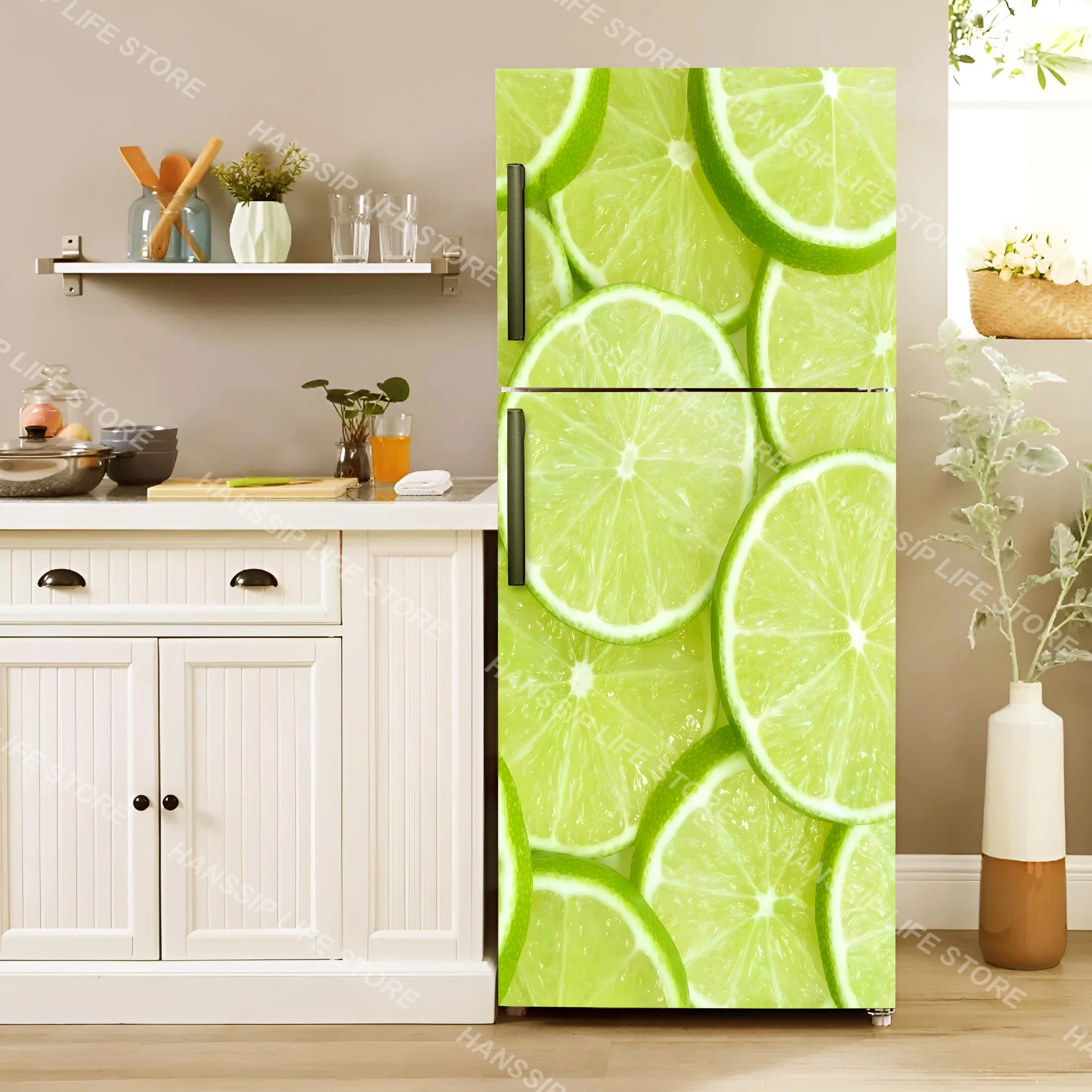 Lemon Red Wine Glass 3D Refrigerator Sticker Self-Adhesive Wallpaper ...